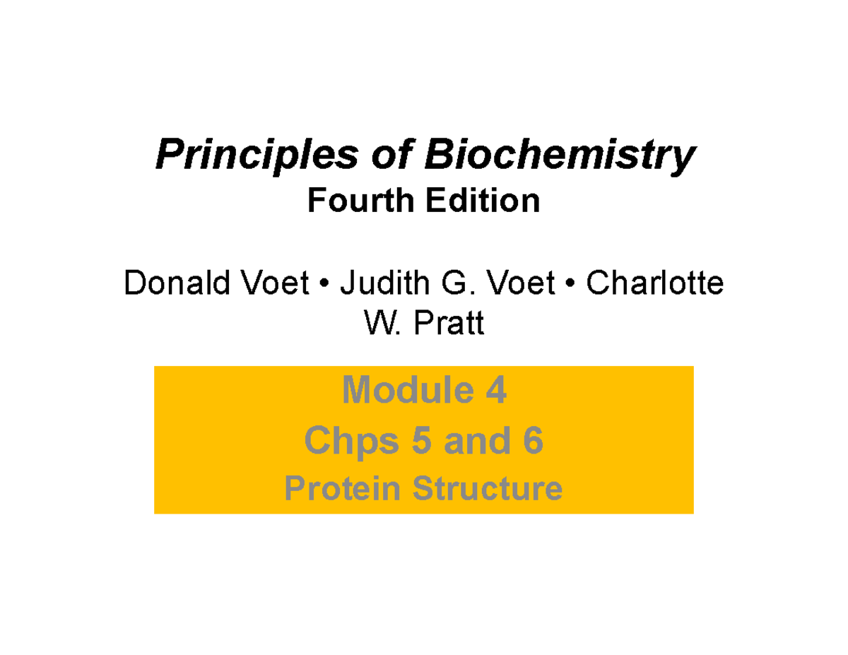 Module 4 Protein structure - Principles of Biochemistry Fourth Edition ...