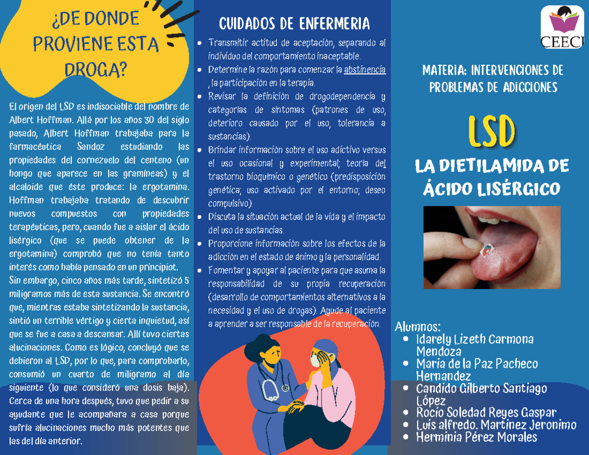 Folleto de LSD - Adicciones - ¿DE DONDE PROVIENE ESTA DROGA? LA DIETILAMIDA DE ÁCIDO LISÉRGICO ...