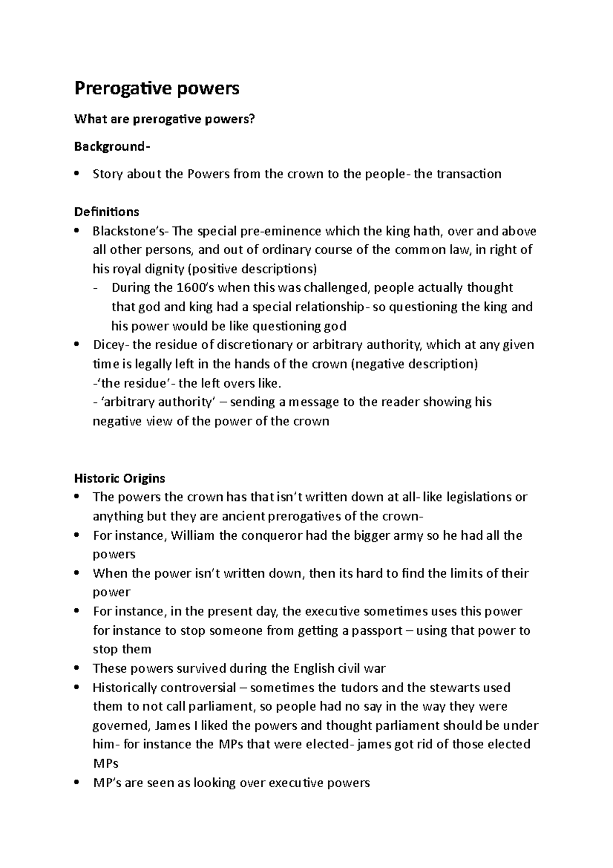 Prerogative Powers History - Prerogative powers What are prerogative ...