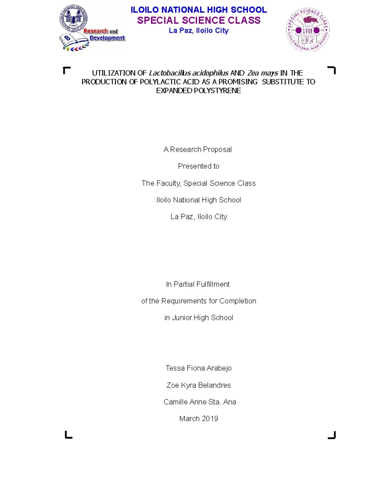 Arabejo-Chapter-I - fwvhfswzt - SPECIAL SCIENCE CLASS La Paz, Iloilo ...