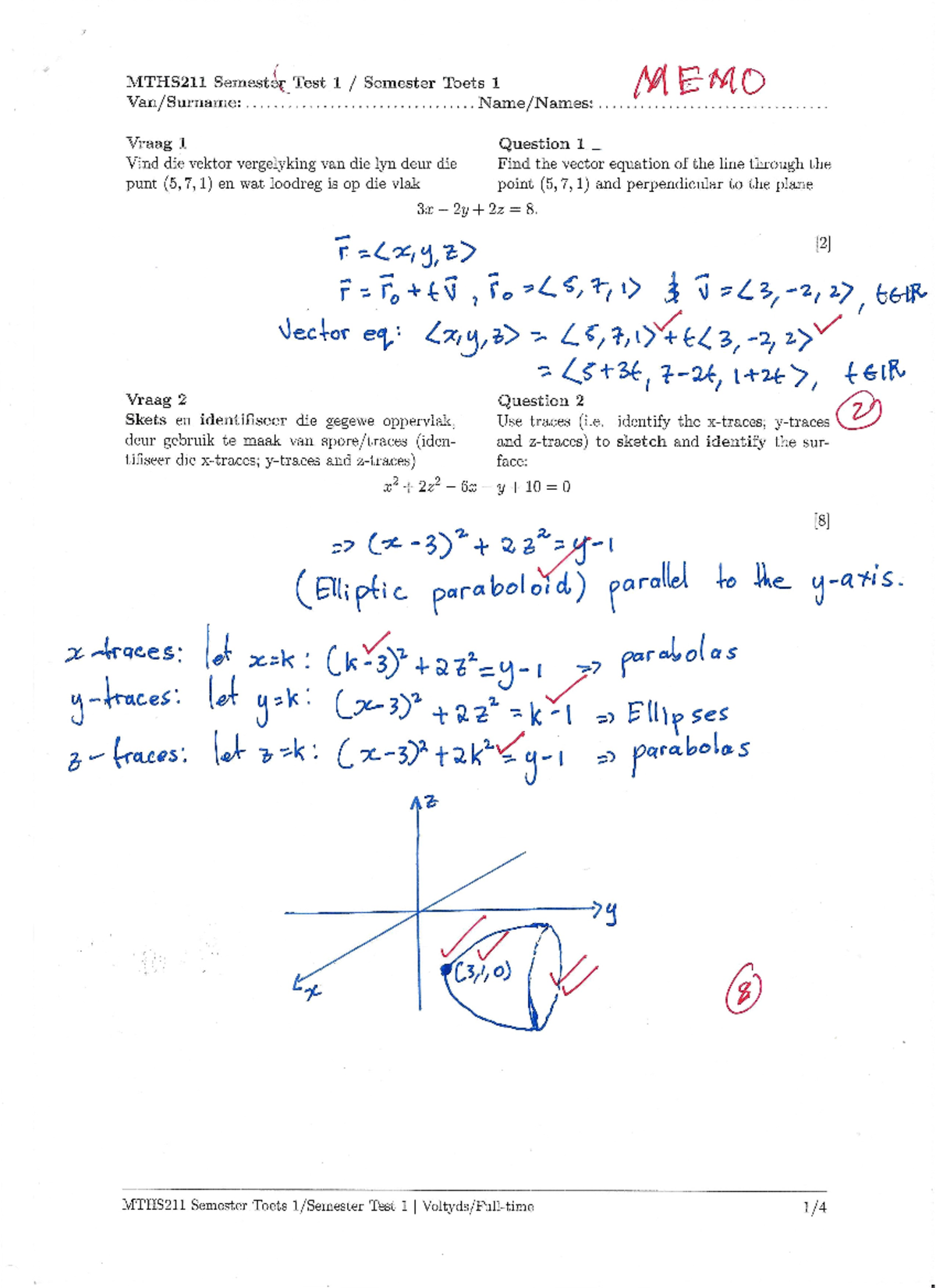 MTHS211 SMT 1 memo - Semester Test - MTHS211 Semester Test 1 / Semester ...