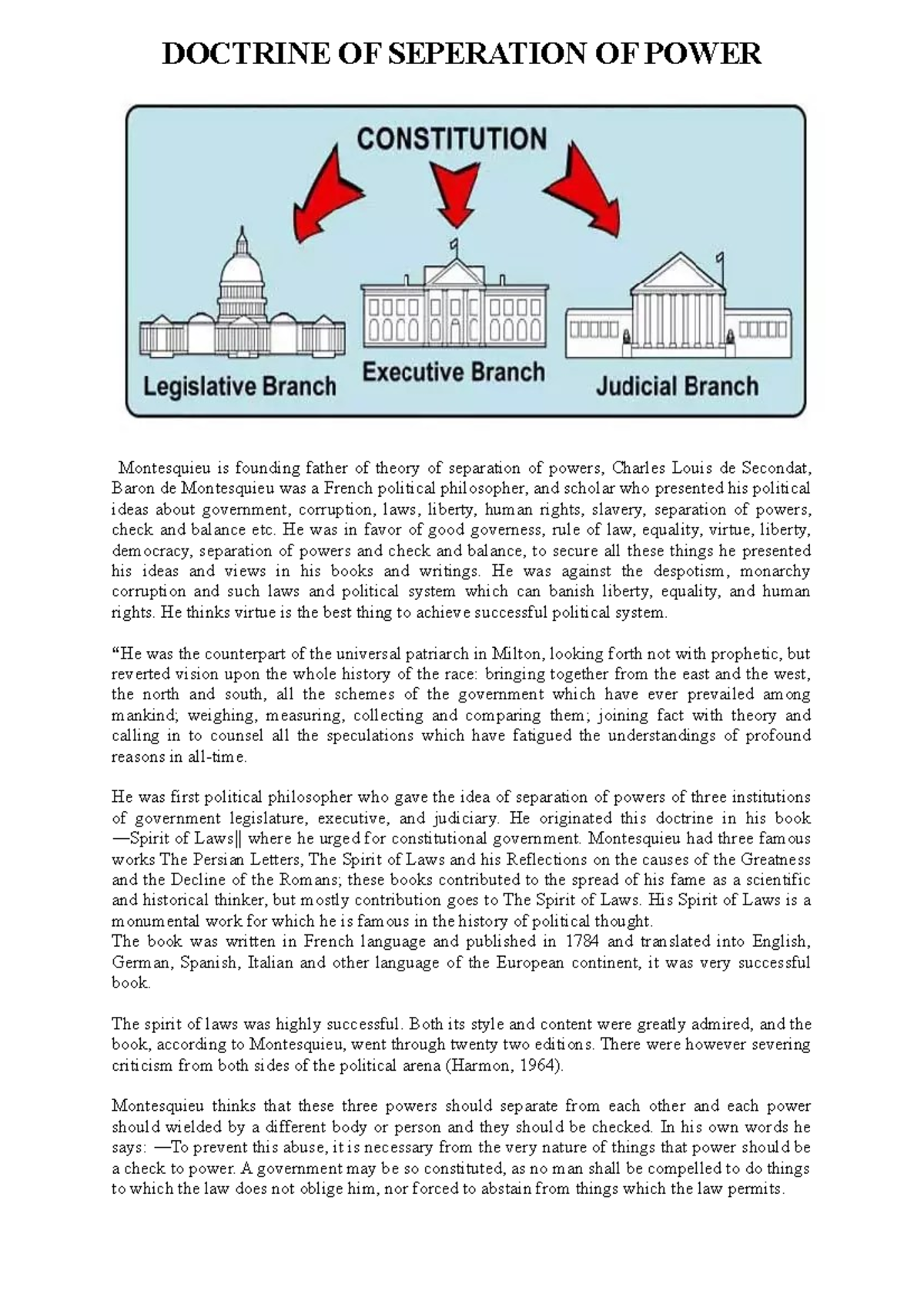 6 - Doctrine of Separation of Power - DOCTRINE OF SEPERATION OF POWER ...