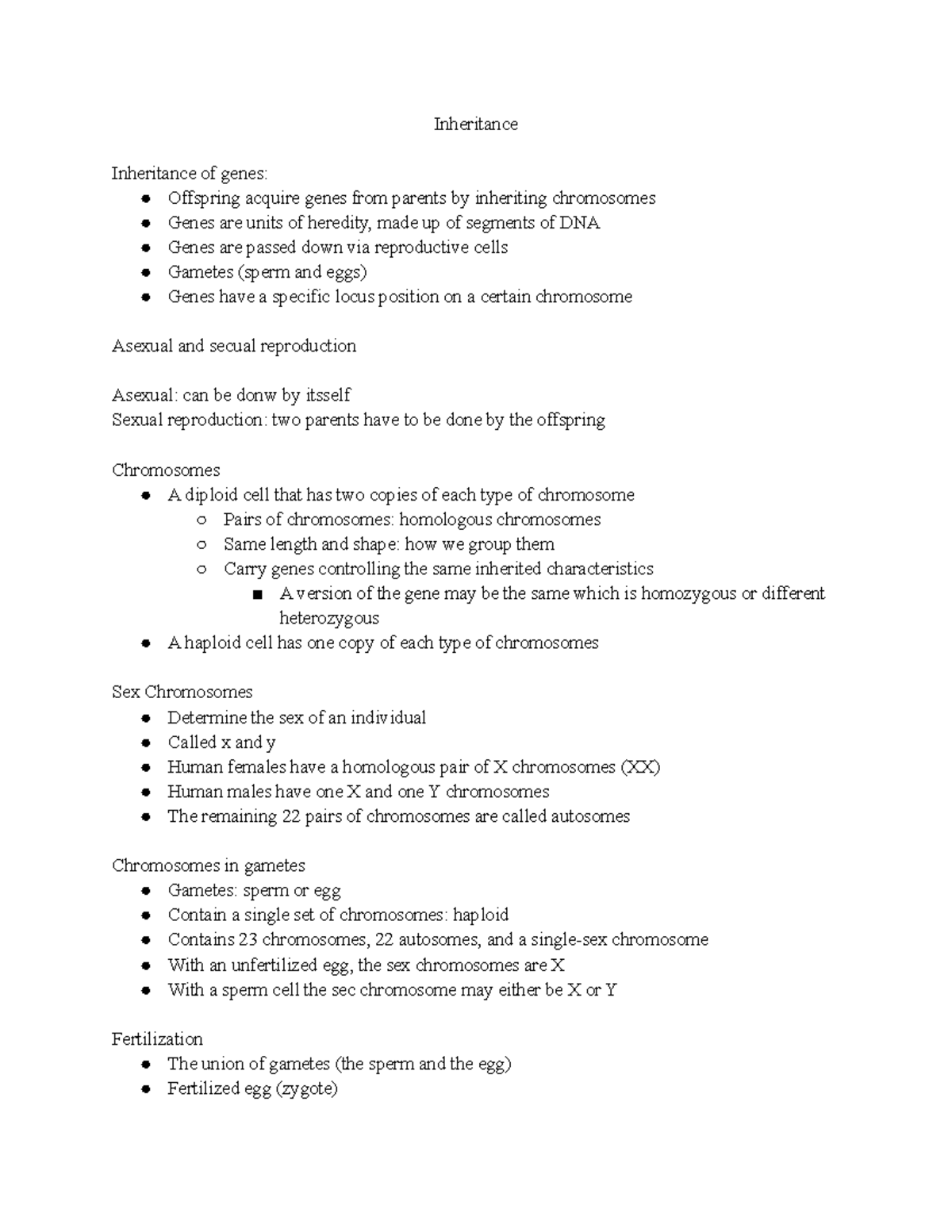 Bio notes 10 6 - BIO 106 - Inheritance Inheritance of genes: Offspring ...