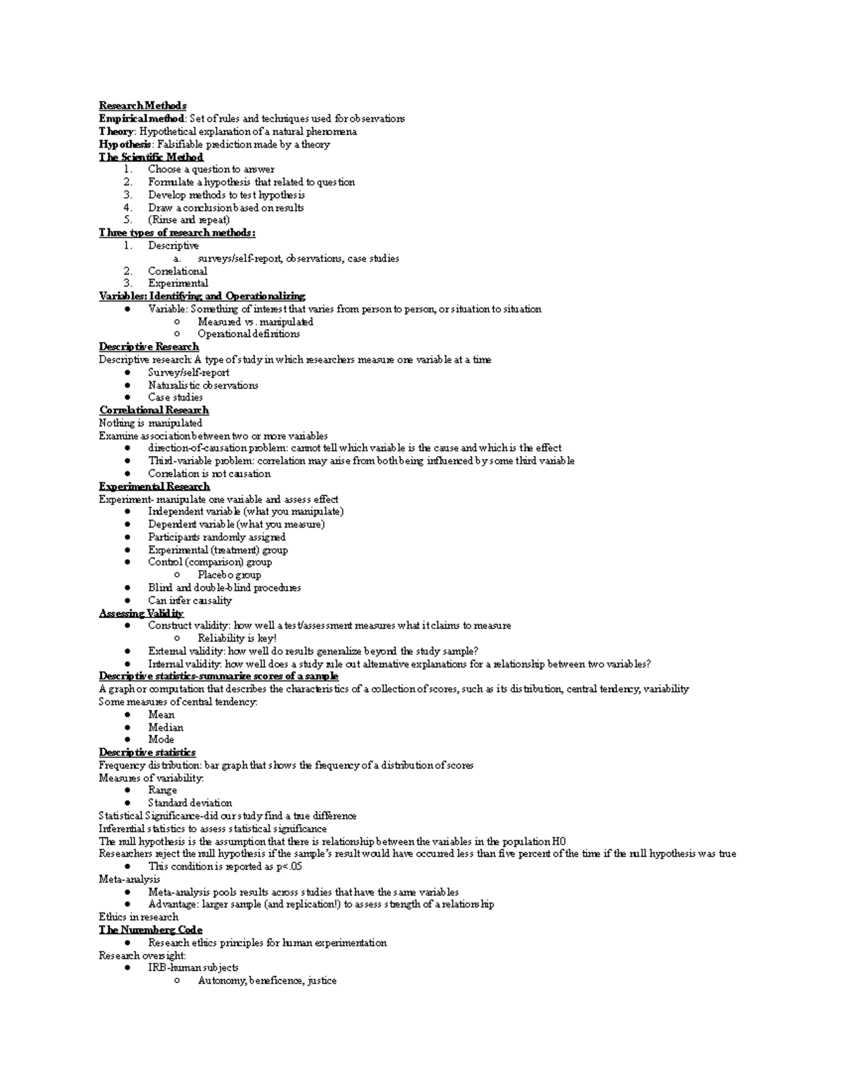 Ch. 2 Lecture Notes - Research Methods; Prof. Julie Gross - Research ...
