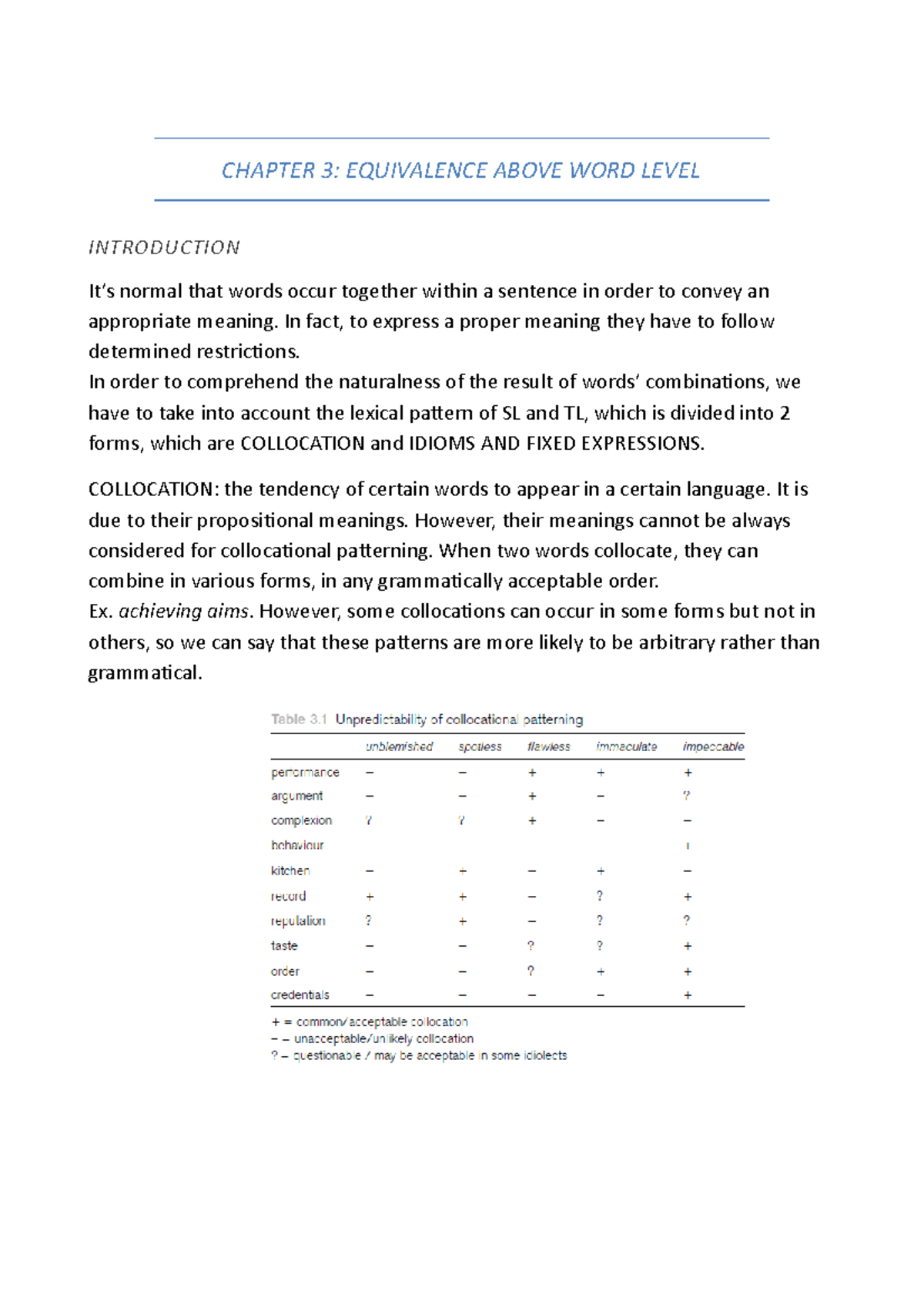 5- Equivalence above word level - CHAPTER 3: EQUIVALENCE ABOVE WORD LEVEL INTRODUCTION It’s ...