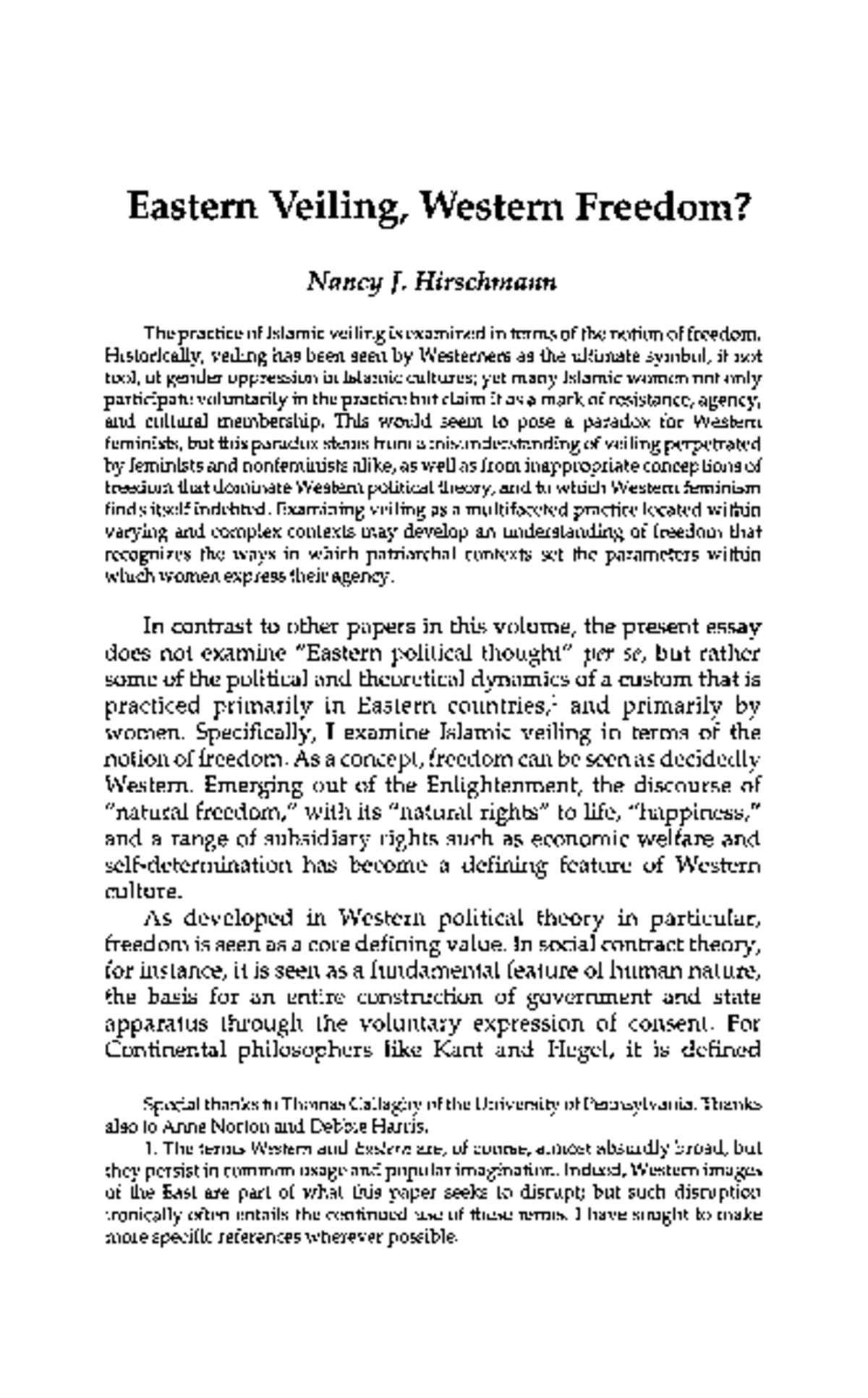 Easter~1 - essay - Eastern Veiling, Western Freedom? Nancy J ...