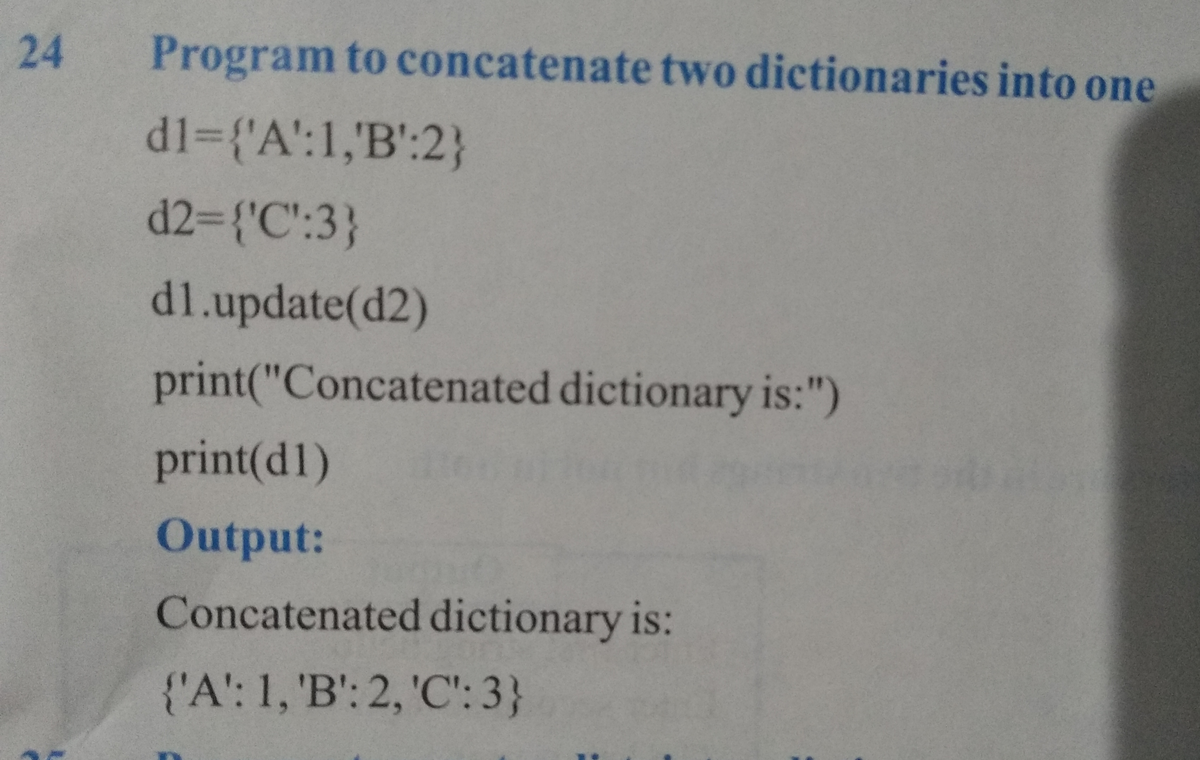 Prgm Concatination Program To Concatenate Two Dictionaries Into One Python Programming