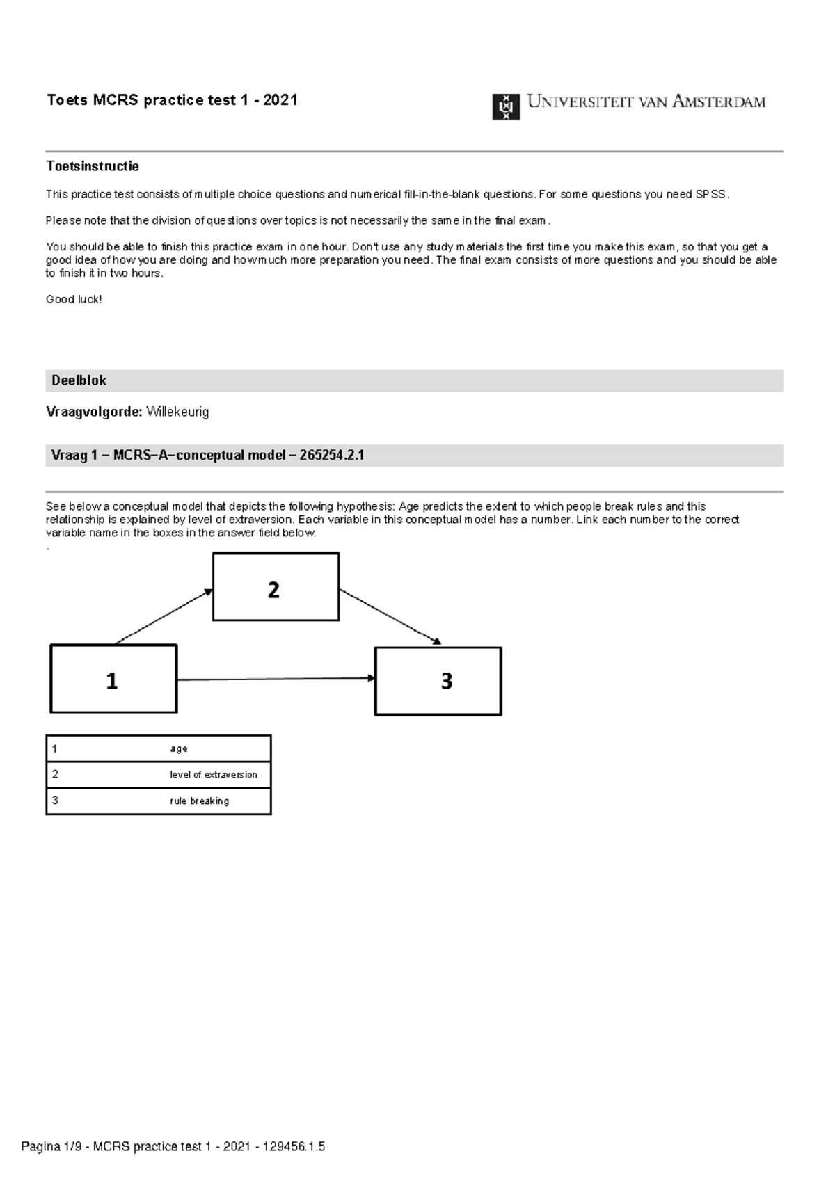 MCRS Partial 1 Example exam - Toets MCRS practice test 1 - 2021 ...