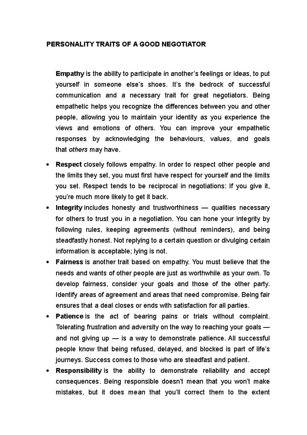 ADR Systems - Personality Traits OF A GOOD Negotiator - PERSONALITY ...