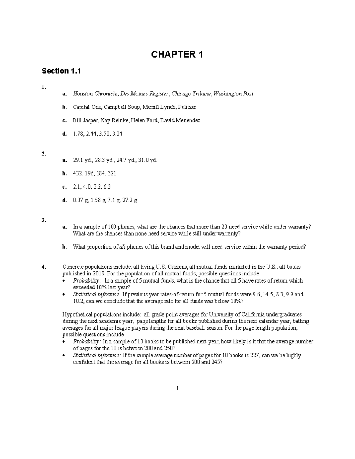 Chapter 1 Modern Mathematical Statistics With Applications Chapter 1 Section 1 1 A