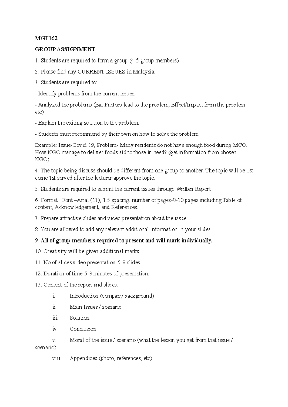 MGT162- Latest Assignment Instruction - MGT GROUP ASSIGNMENT Students ...