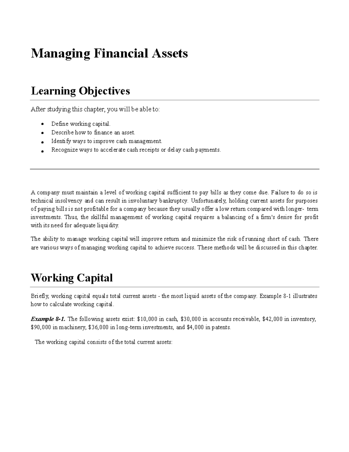 Managing Financial Assets - Managing Financial Assets Learning ...