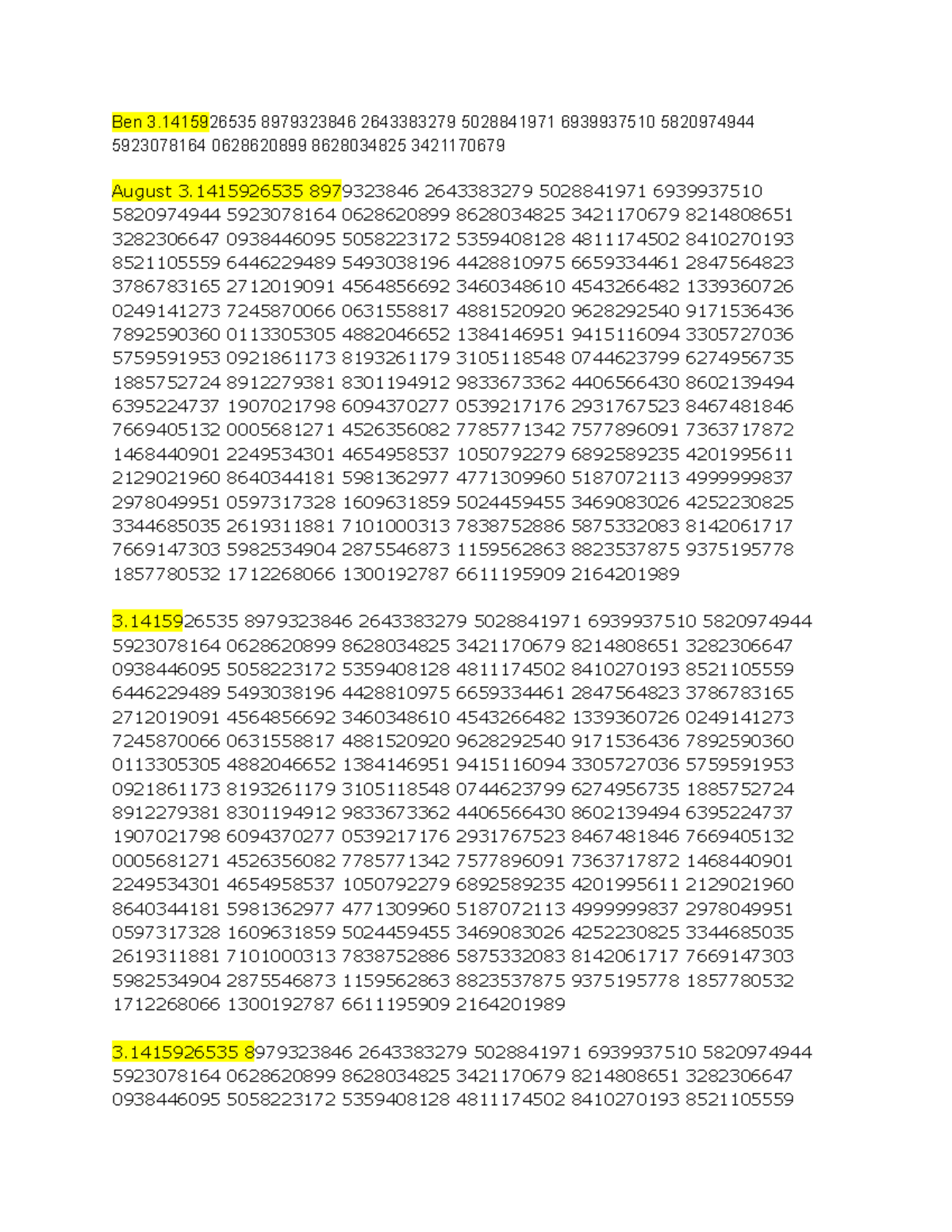 Pi mathematics charts - MAT111 - Ben 3 August 3 3 3 - Studocu