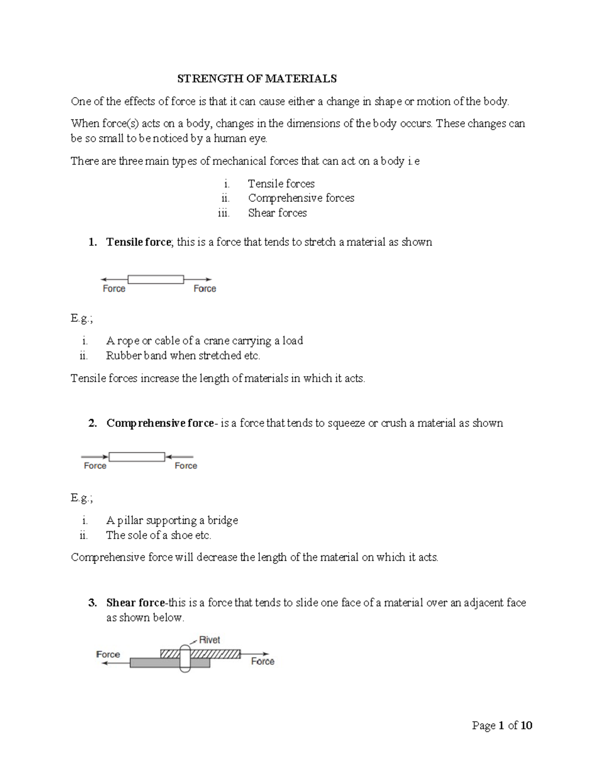 strength of materials - STRENGTH OF MATERIALS One of the effects of ...