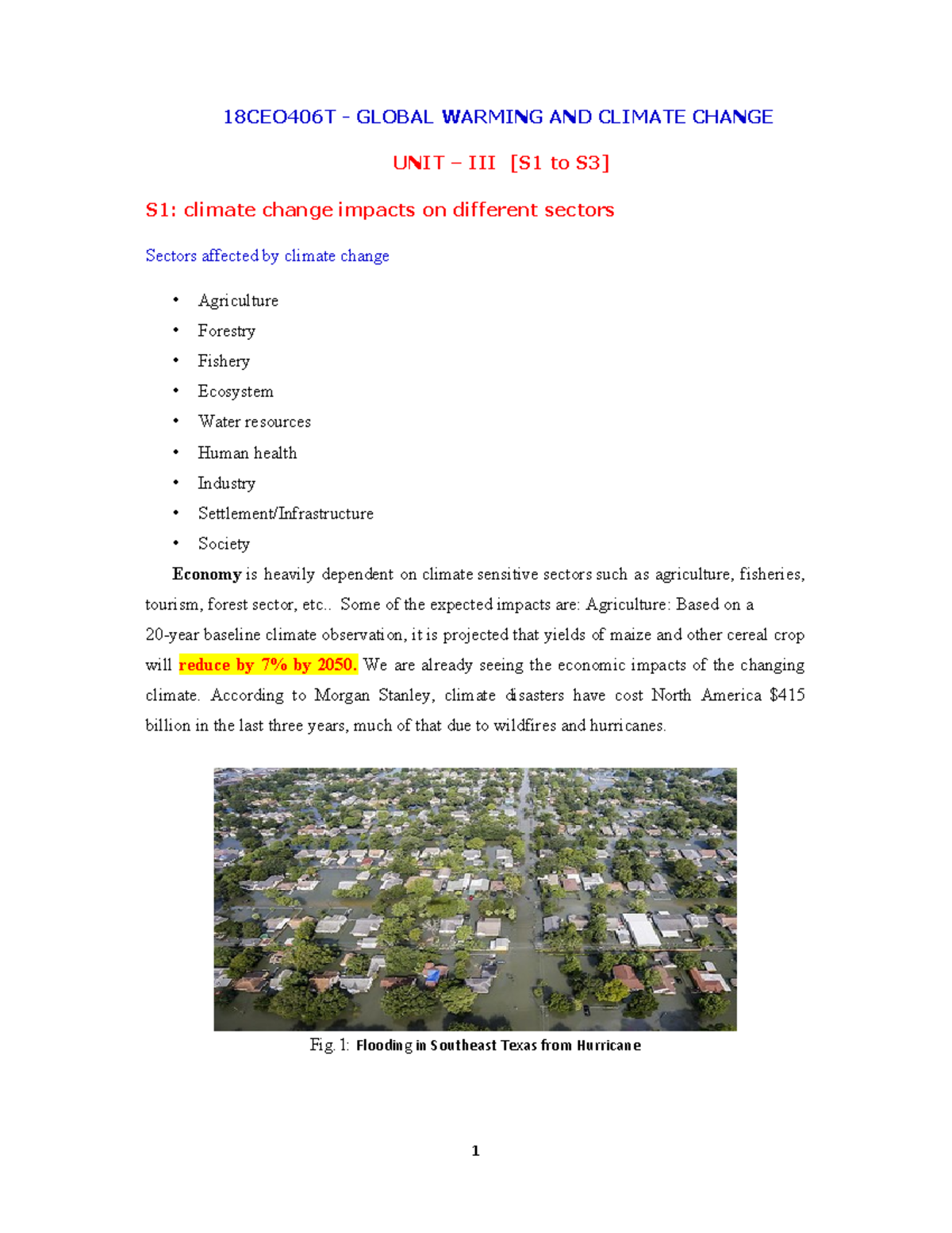 UNIT - 3 [S1 -S3] - ........ - 18CEO406T - GLOBAL WARMING AND CLIMATE ...