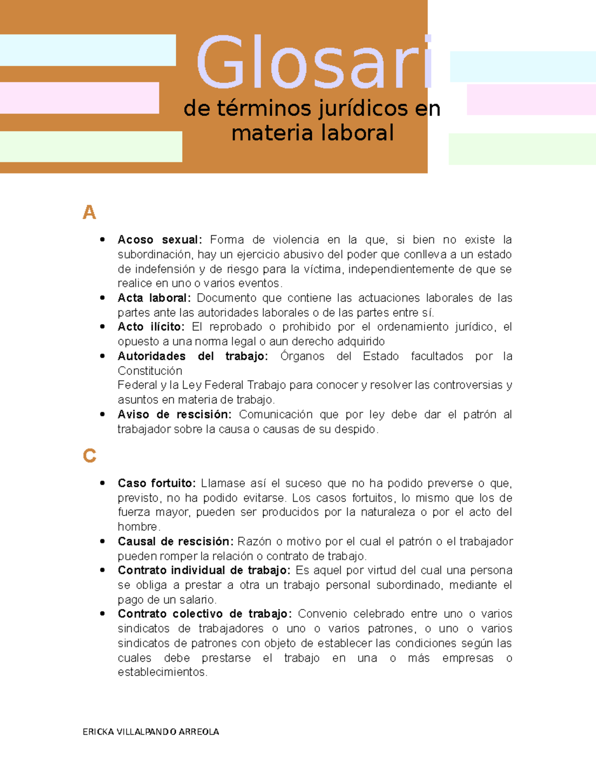 Glosario DE Terminos Juridicos EN Materia Laboral - D D D D A Acoso ...