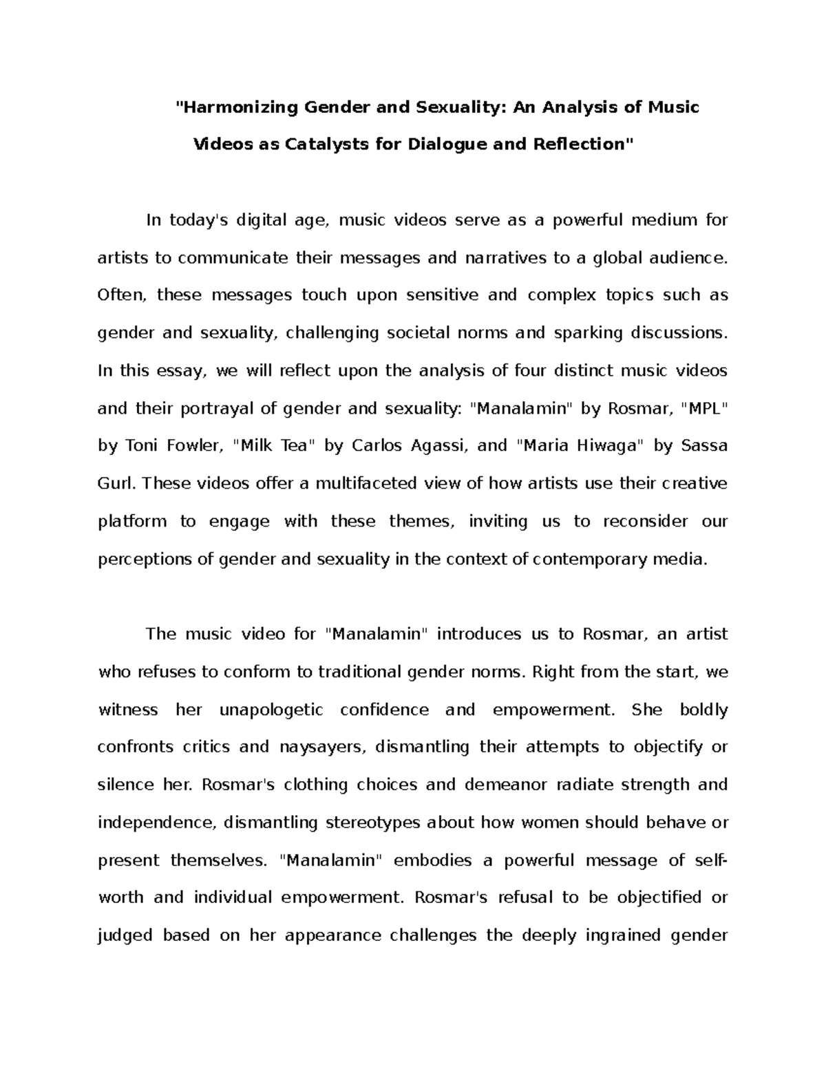 Harmonizing Gender and Sexuality - Often, these messages touch upon ...