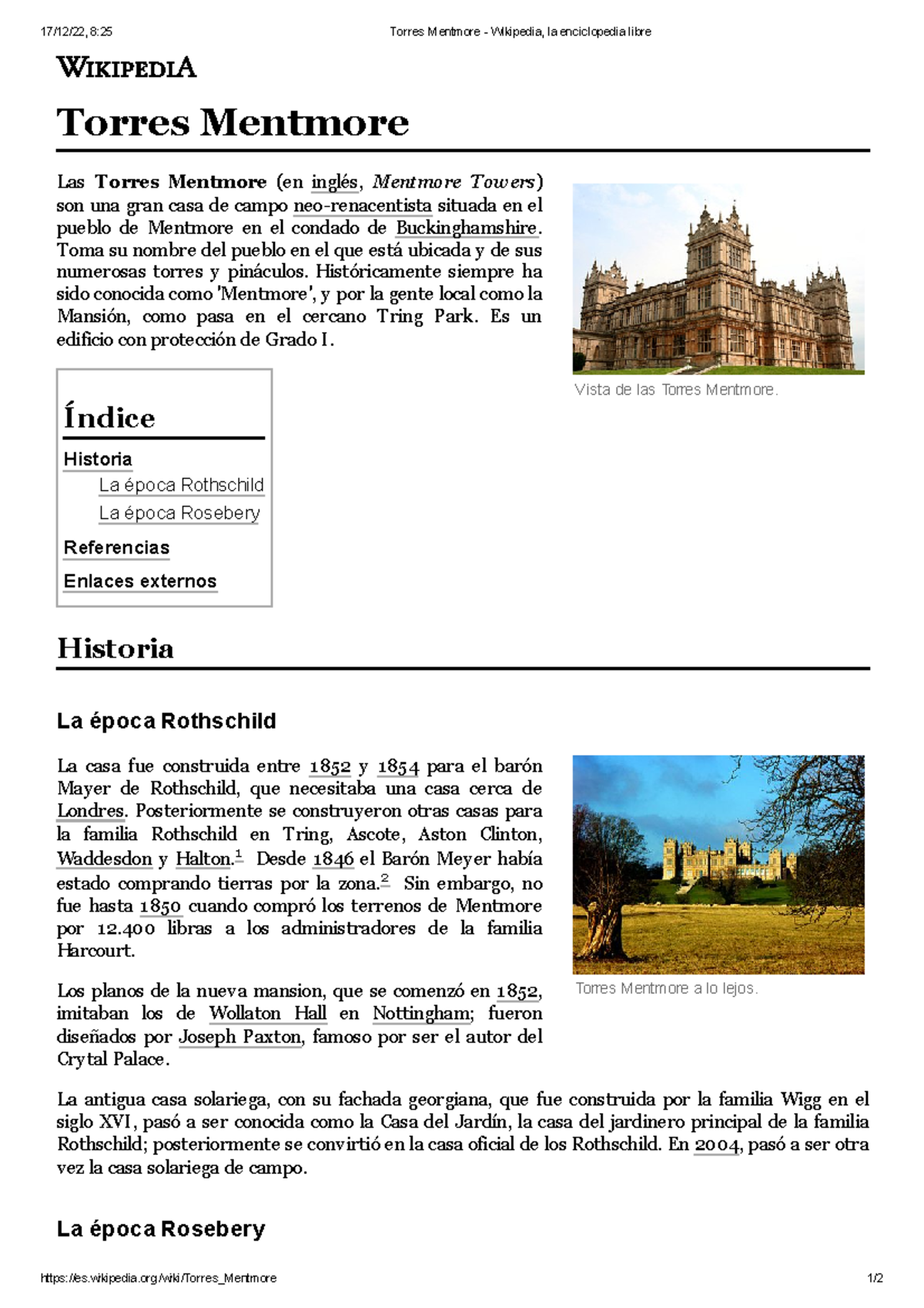 Torres Mentmore - Wikipedia, la enciclopedia libre - wikipedia/wiki ...