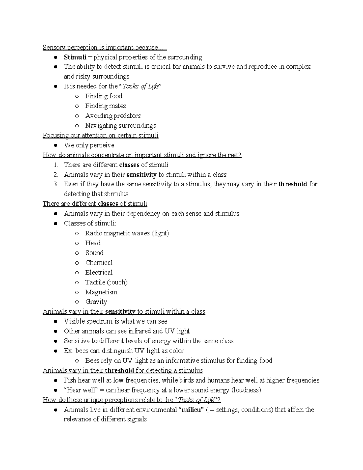 The Physiology of Behavior The Perceptual Worlds of Animals - Sensory ...