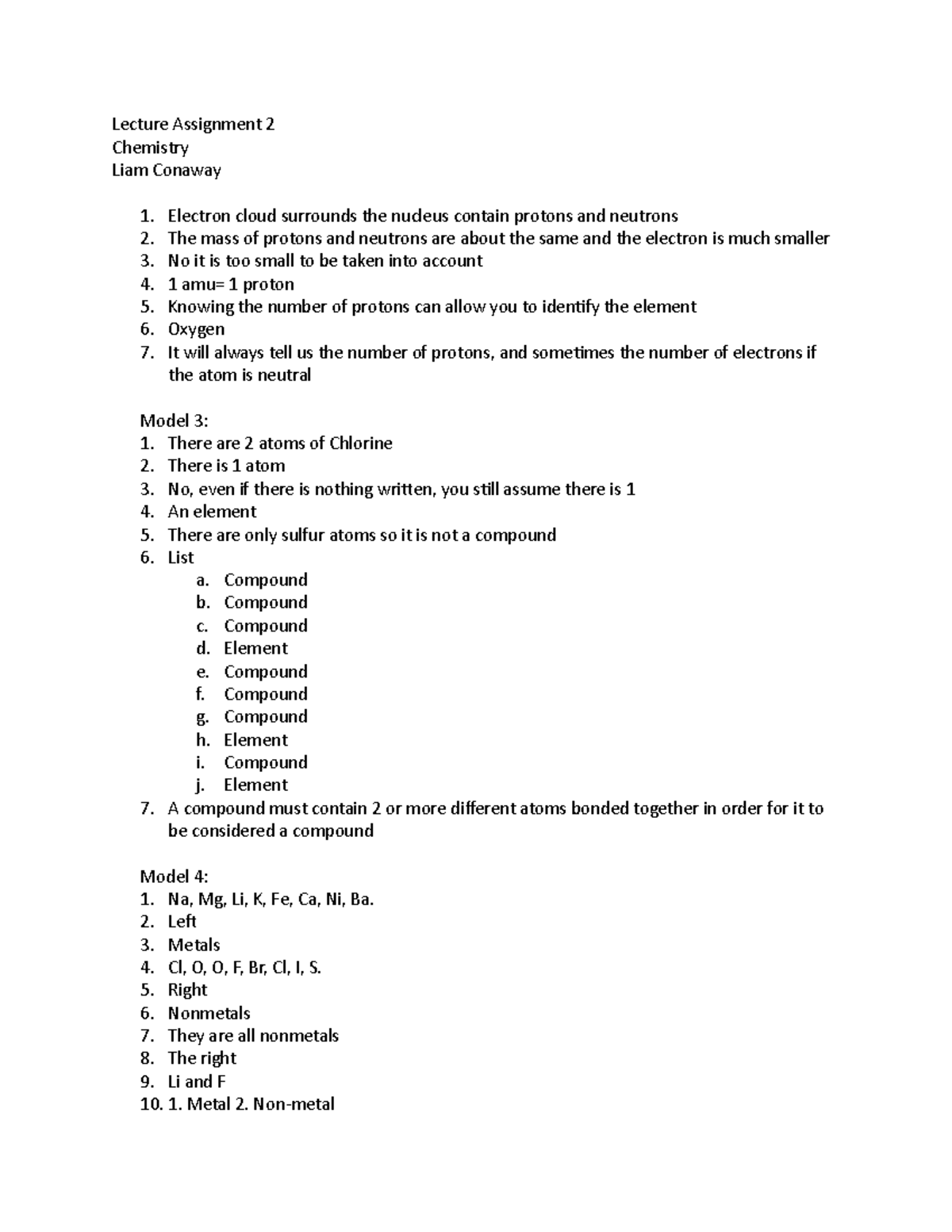 Lecture Assignment 2 is at 113 - Lecture Assignment 2 Chemistry Liam ...