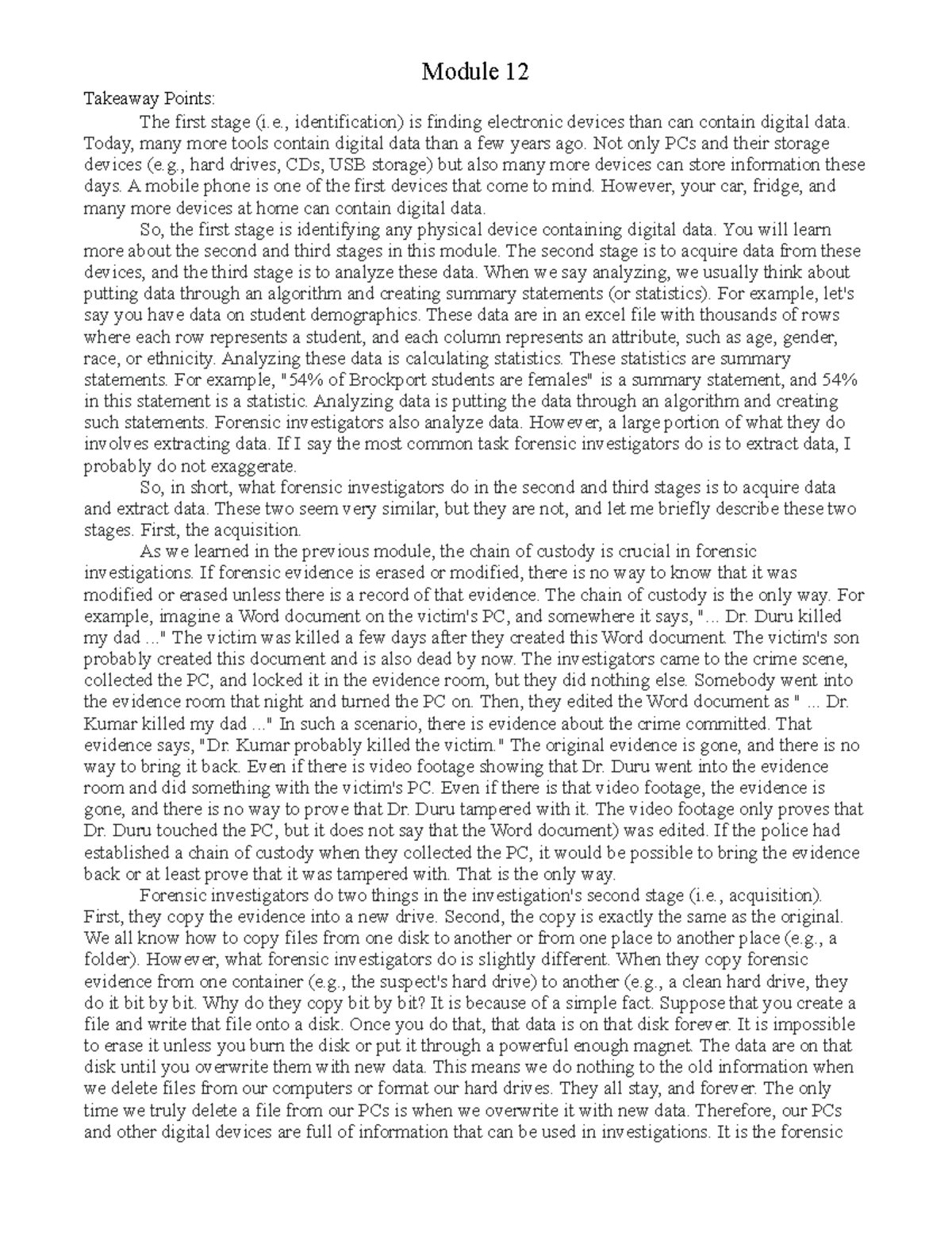 Chapter 13 Acquisition and Examination of Forensic Evidence - Module 12 ...