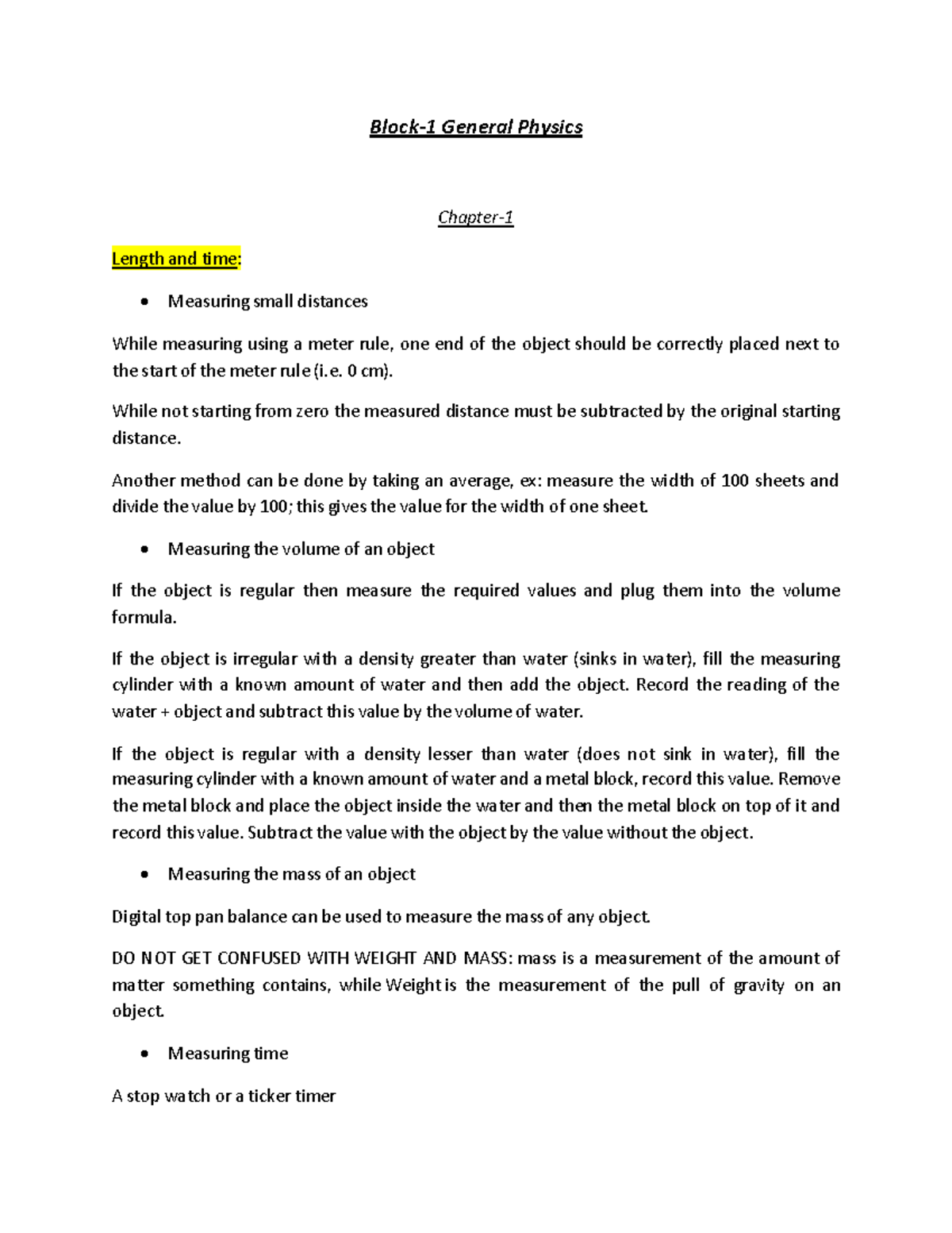 General-Physics-chapter one - Block-1 General Physics Chapter- Length ...