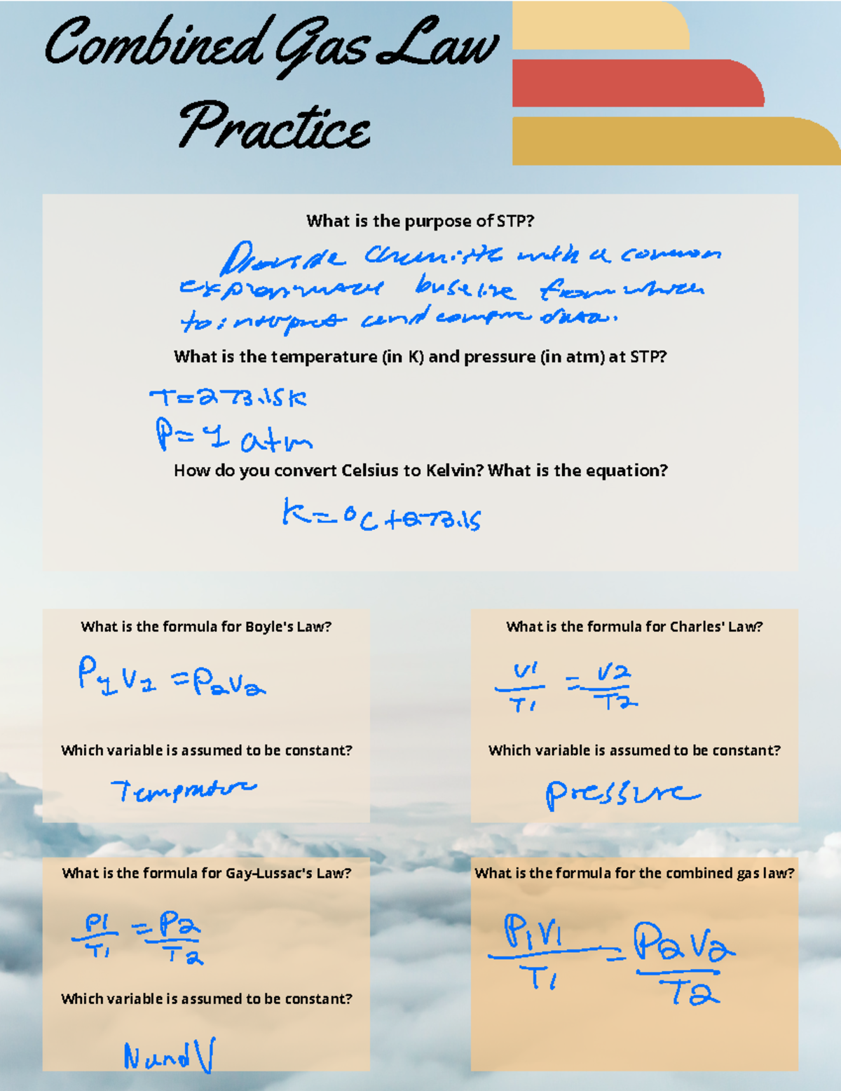Combined Gas Law Practice - Combined Gas Law Practice What is the ...