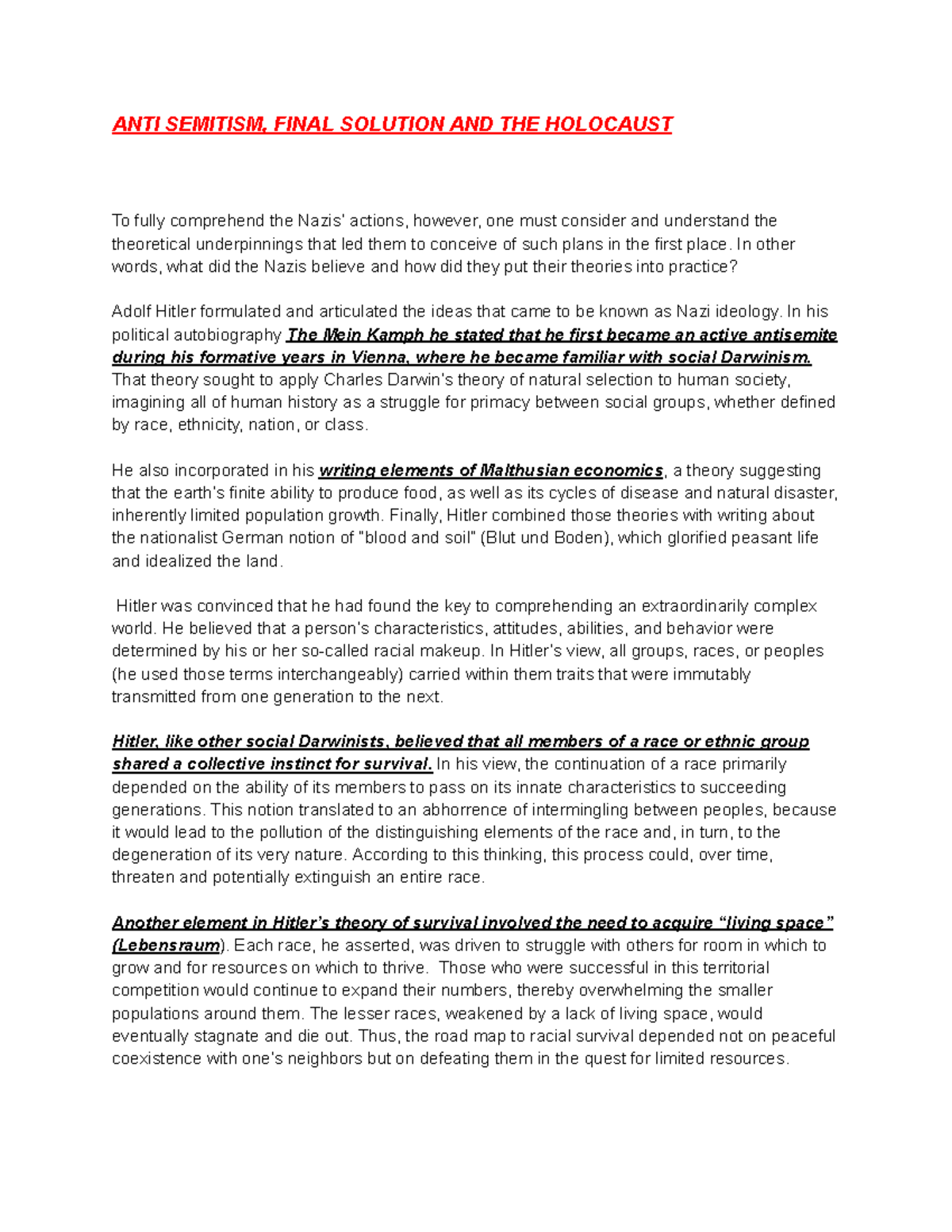 ANTI Semitism, Final Solution AND THE Holocaust - ANTI SEMITISM, FINAL ...