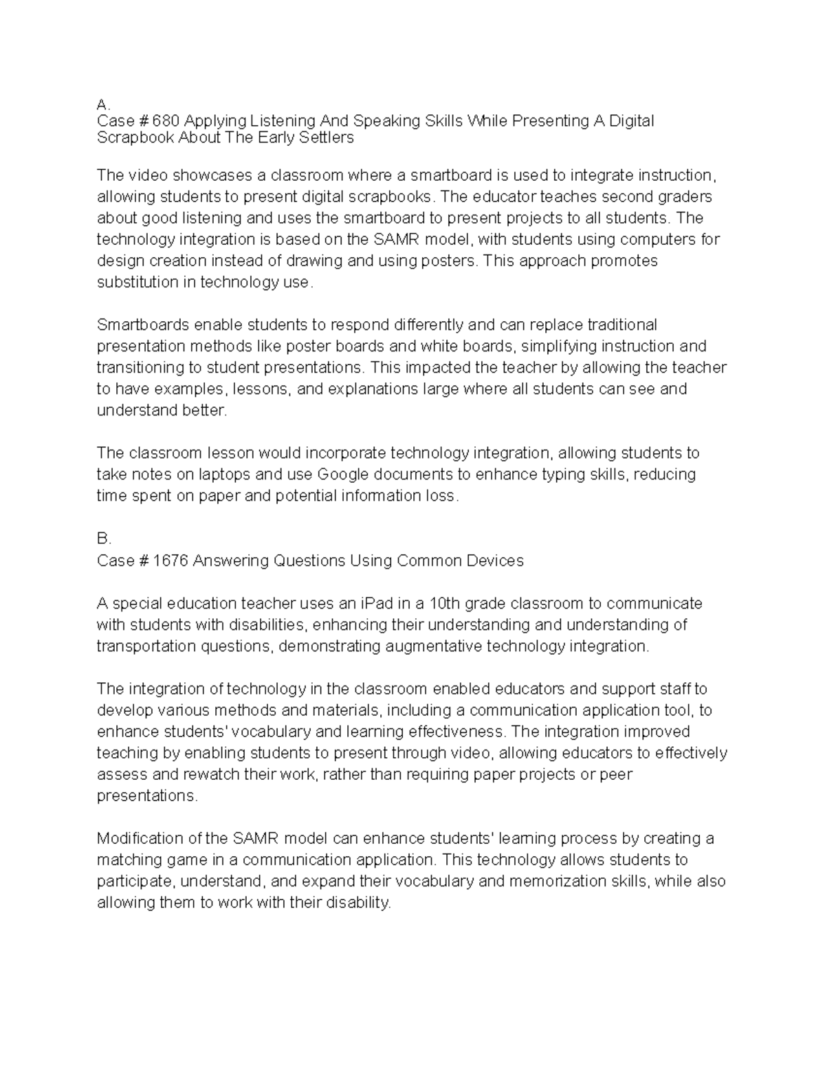 D092 Task 2 - PASS - A. Case # 680 Applying Listening And Speaking ...