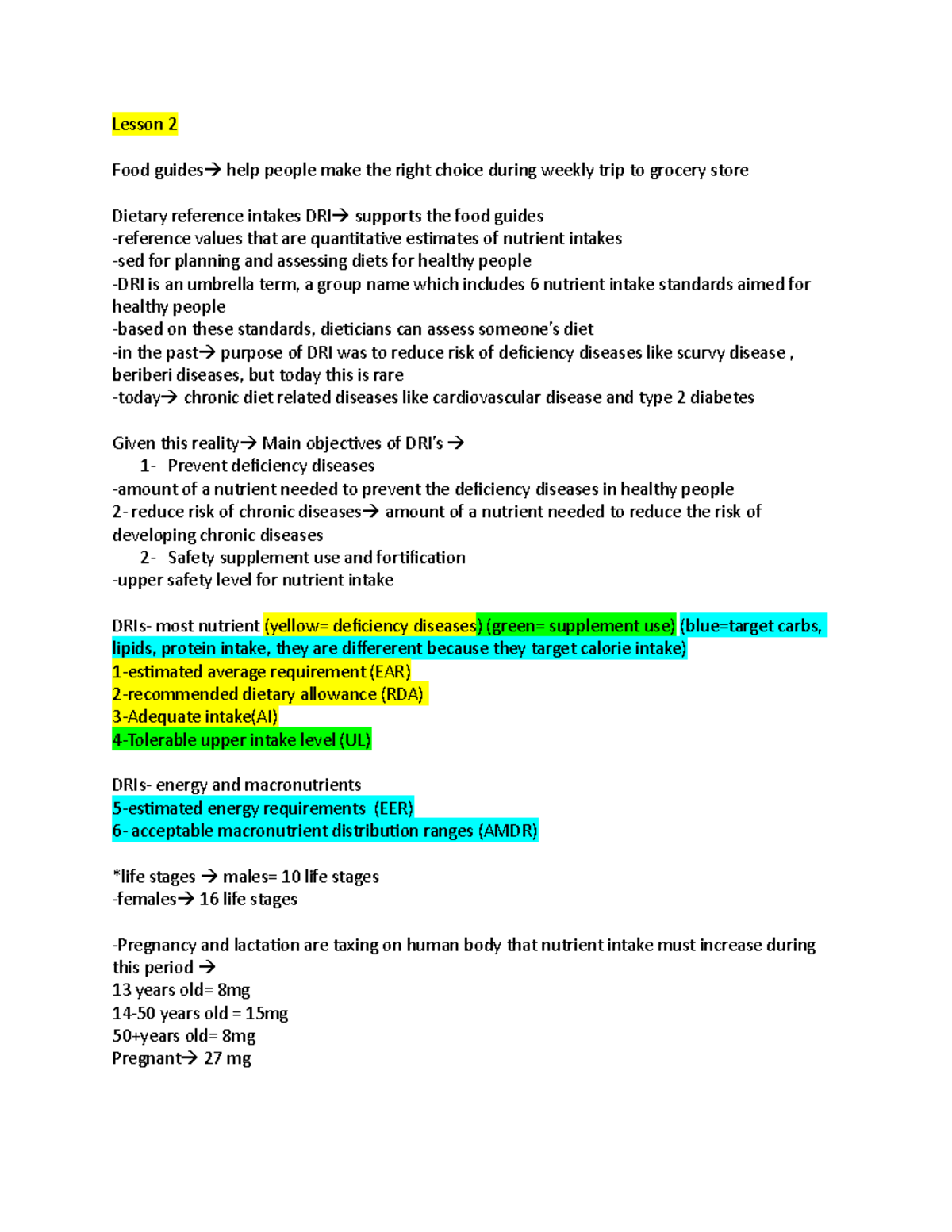 Lesson 2 notes biology - Lesson 2 Food guides help people make the ...