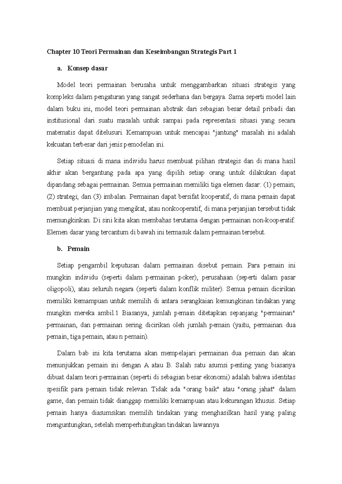 Chapter 10 Teori Permainan dan Keseimbangan Strategis Part 1 - Konsep ...
