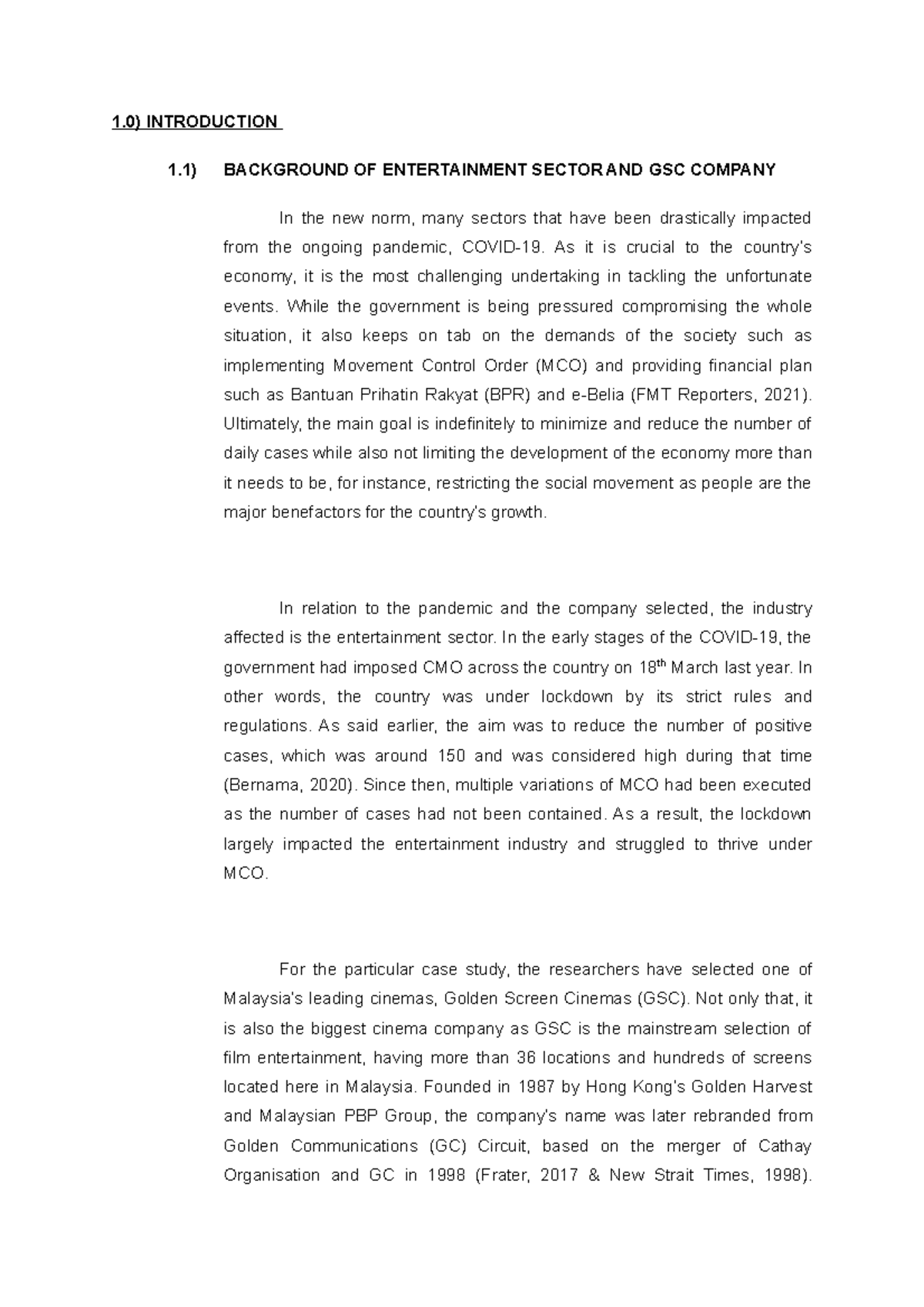 PRO410 Group Intro - This is a document for the purpose of referencing ...