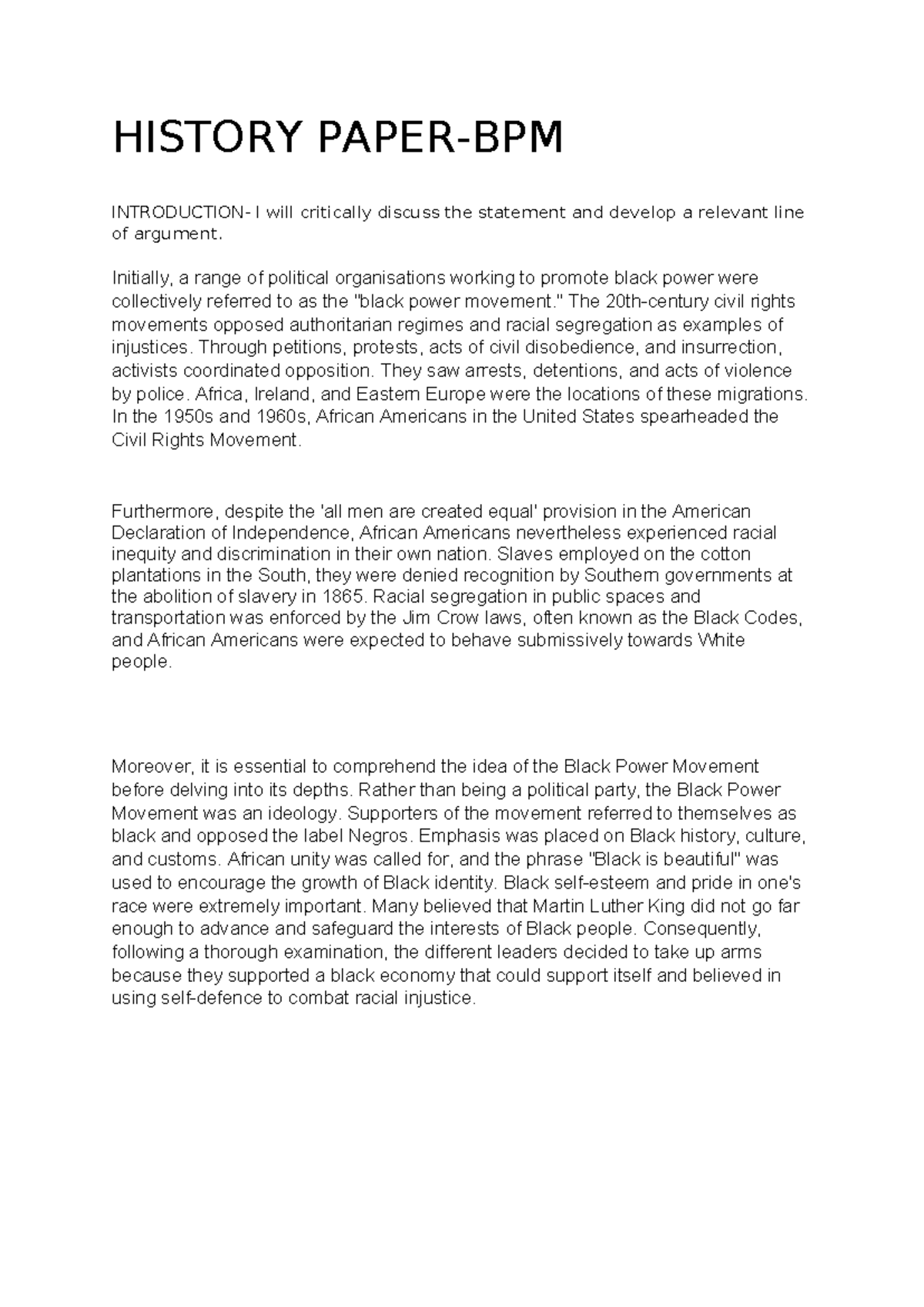 History BPM Paper 1 - Vietnam - HISTORY PAPER-BPM INTRODUCTION- I will ...