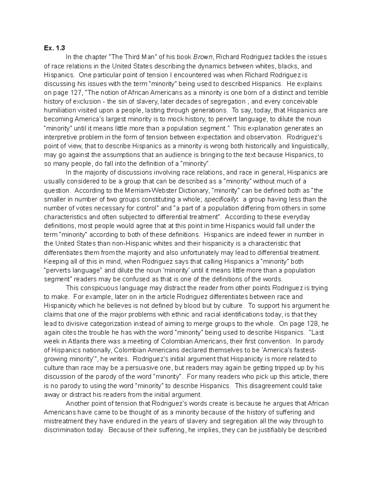 Ex. 1.3 (exploratory draft) - Ex. 1. In the chapter “The Third Man” of ...