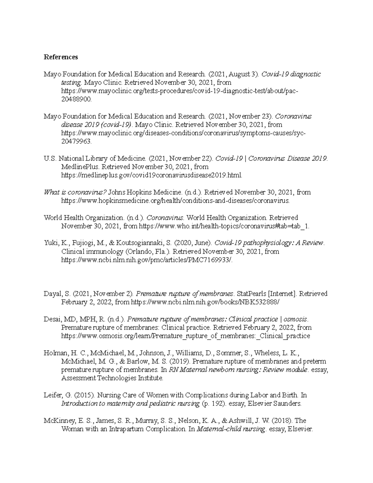 References - refernces - References Mayo Foundation for Medical ...