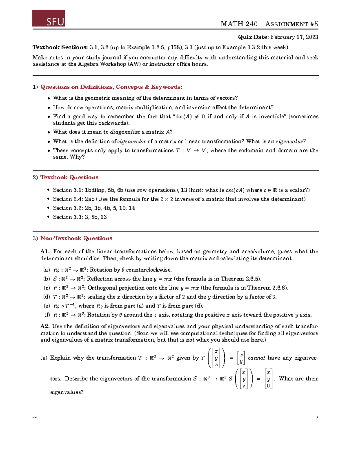 240a5 - notes - MATH 240 ASSIGNMENT Quiz Date: February 17, 2023 ...