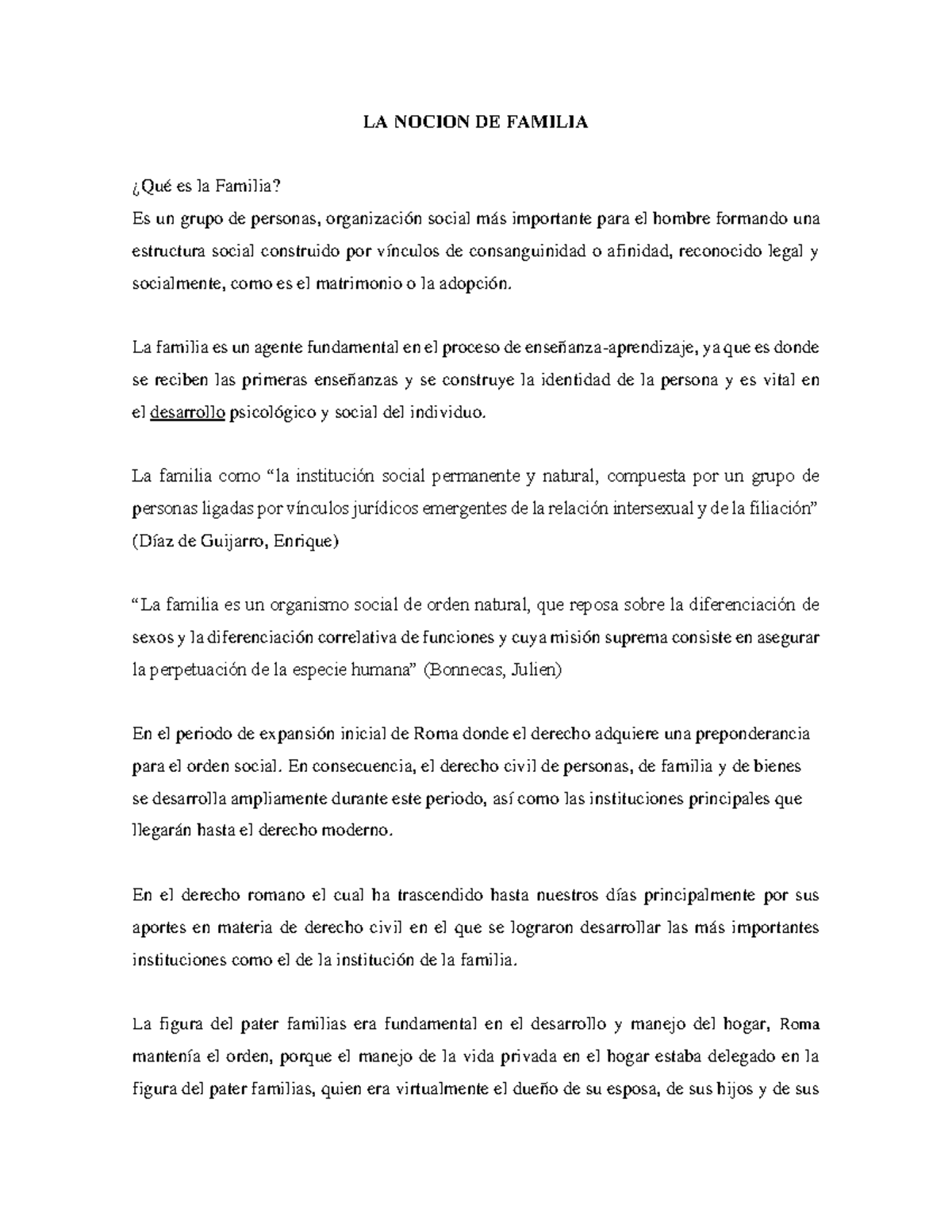 Ensayo LA Nocion DE Familia trabajo presentado - LA NOCION DE FAMILIA ...