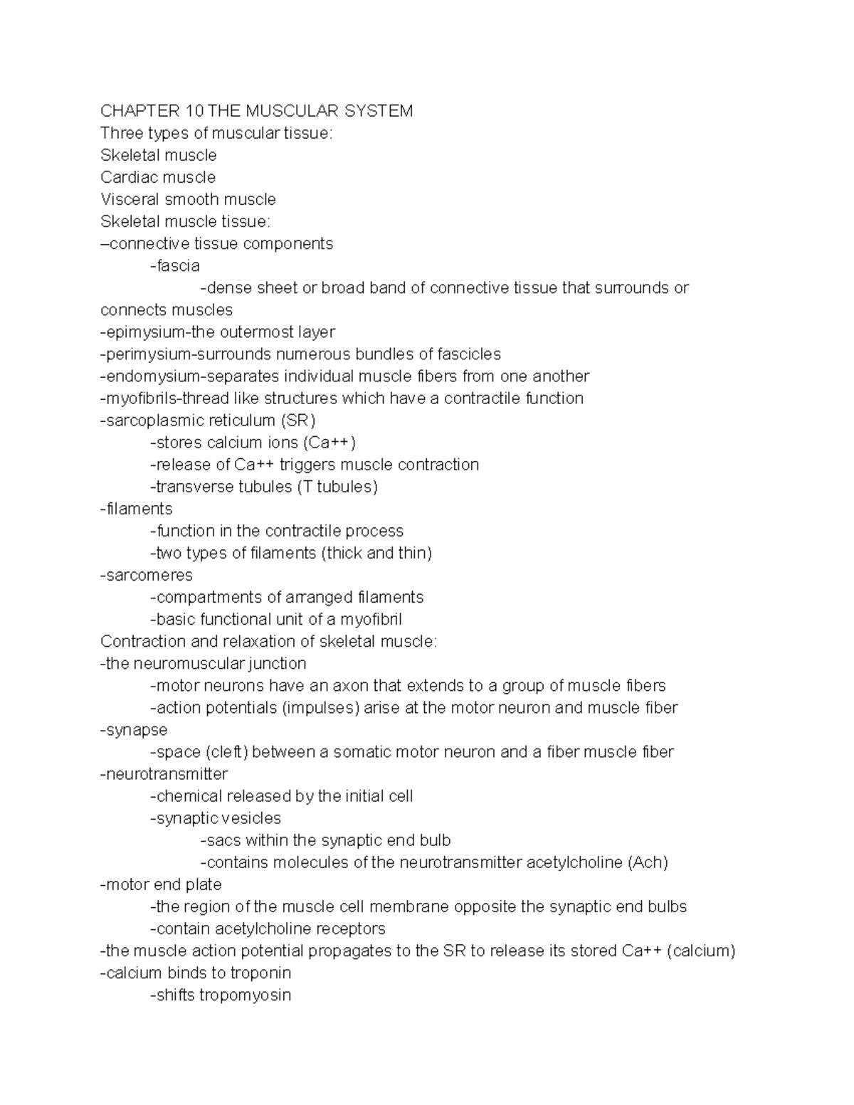The Muscular System - CHAPTER 10 THE MUSCULAR SYSTEM Three types of ...