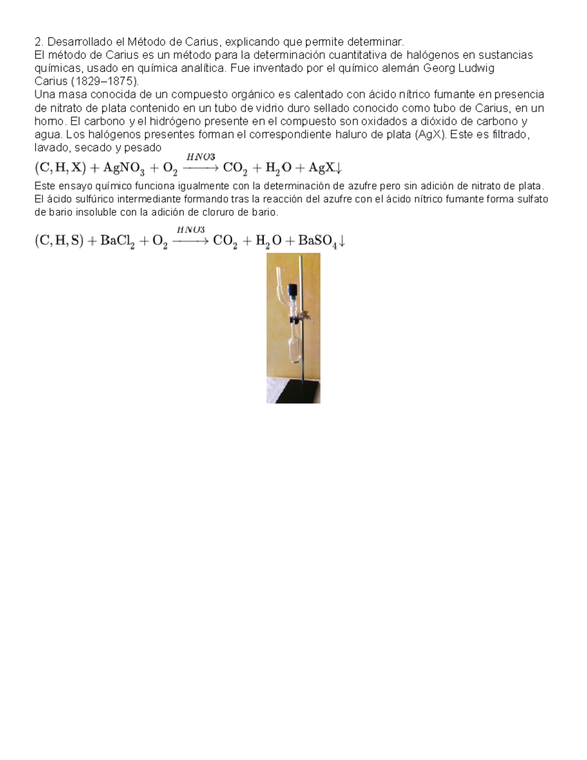 2 Metodo DE Carius - Nota - Desarrollado el Método de Carius ...