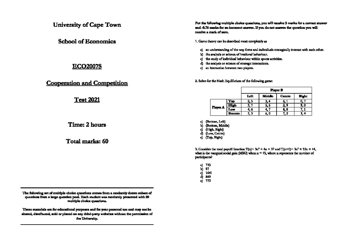 2021 ECO2007 S TEST 1. V1 - ECO2007S - Studocu