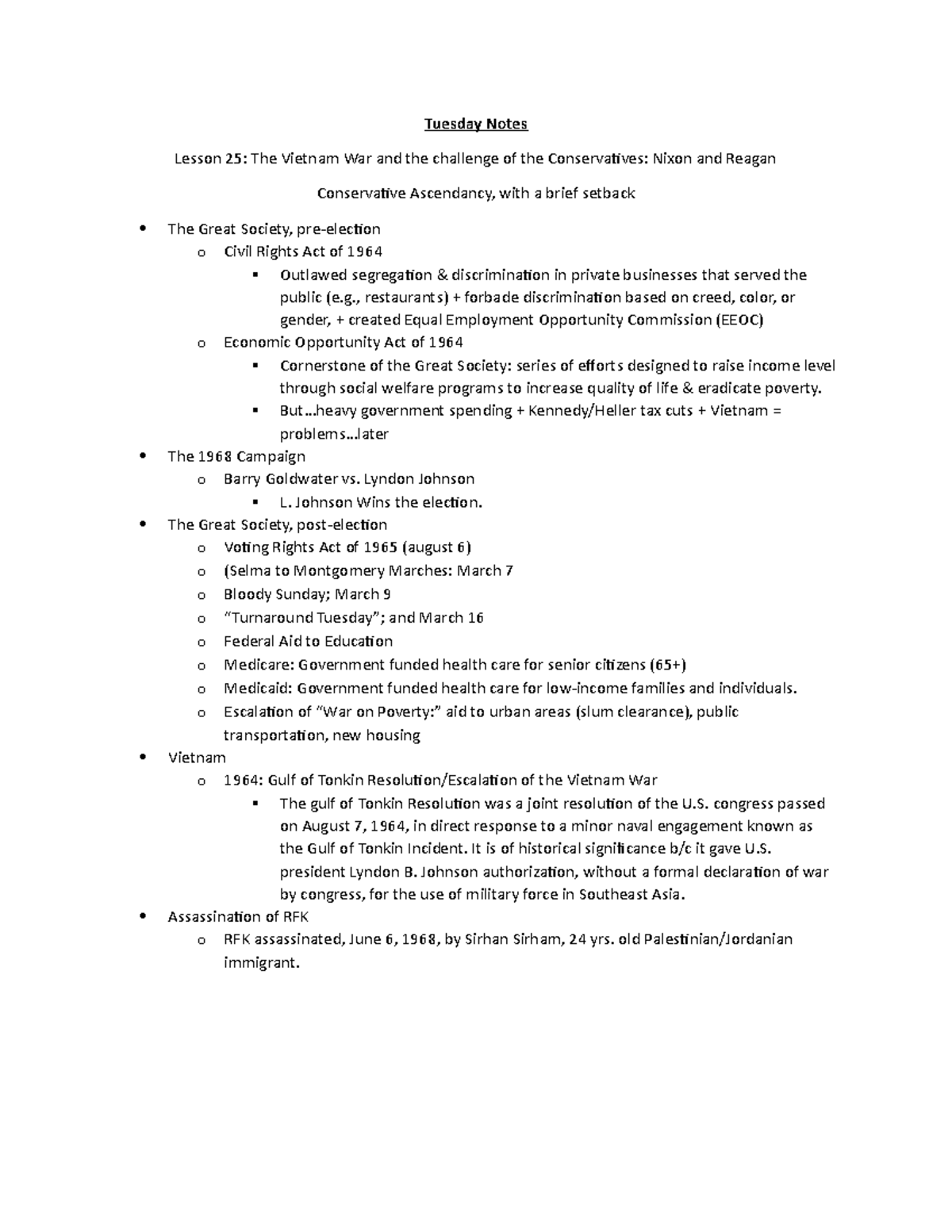 History Notes 12 - Tuesday Notes Lesson 25: The Vietnam War and the ...