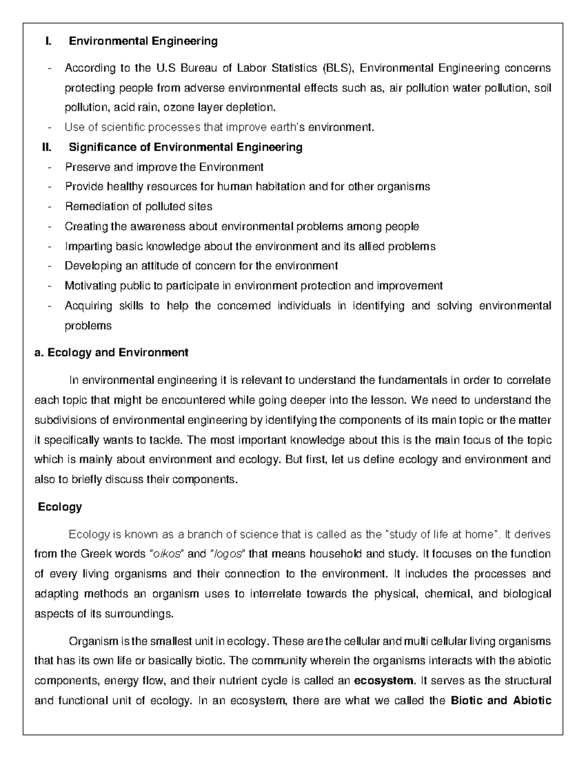 1B group 1 Environmental Engineering - I. Environmental Engineering ...