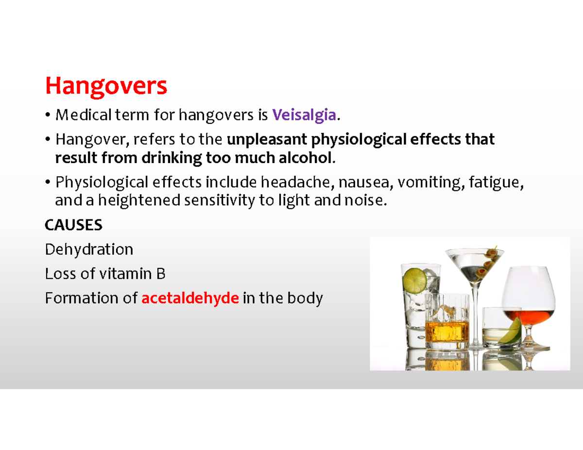 Alcohols and Phenols - Great notes - Hangovers • Medical term for ...