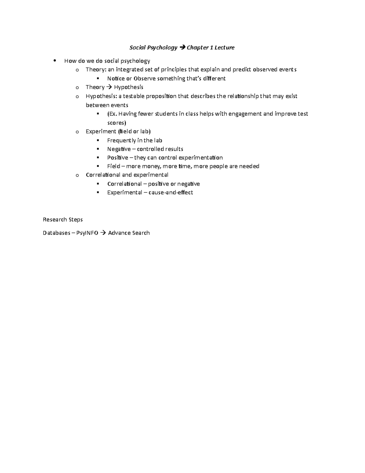 Lecture 1 Notes - Social Psychology Chapter 1 Lecture How do we do ...