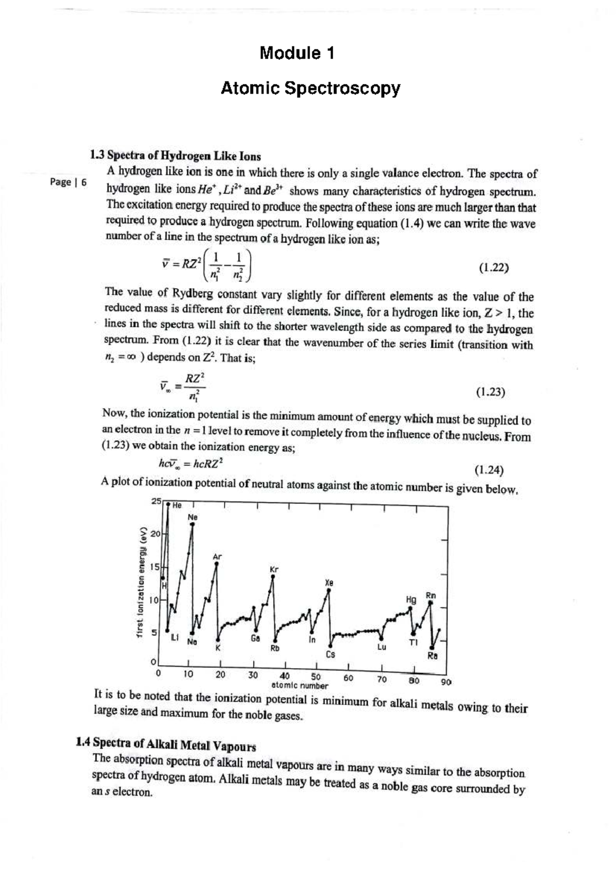 Module 1 Spectroscopy - Physics - Module 1 Atomic Spectroscopy below ...
