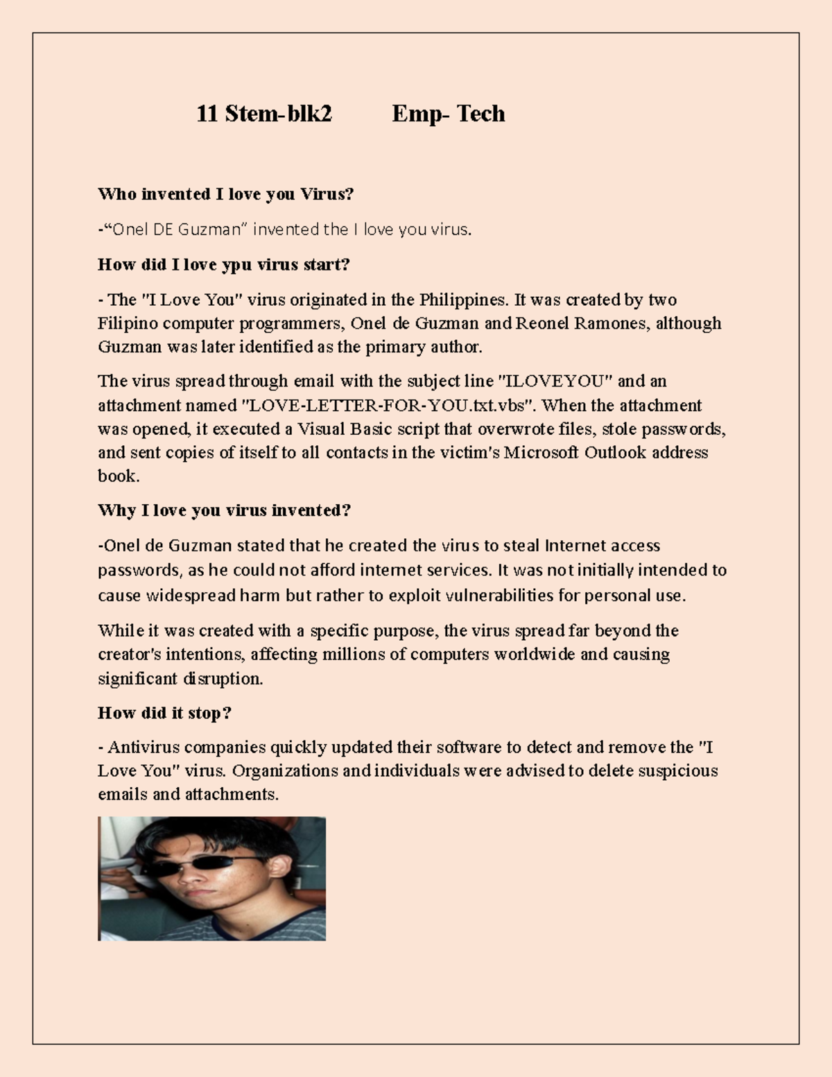 Stem 1 - stem - 11 Stem-blk2 Emp- Tech Who invented I love you Virus ...