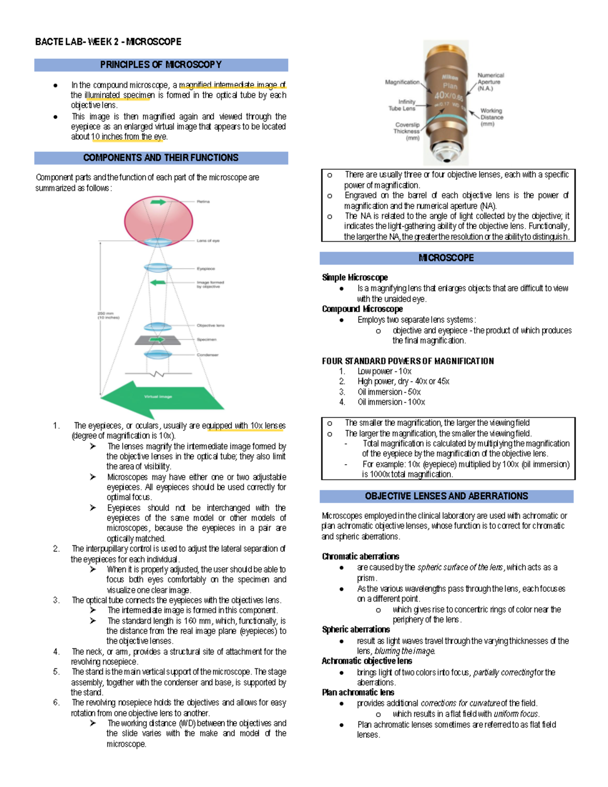Bacte-LAB-WEEK-2- Microscopy & Specimen- Collection-AND- Bacterial ...
