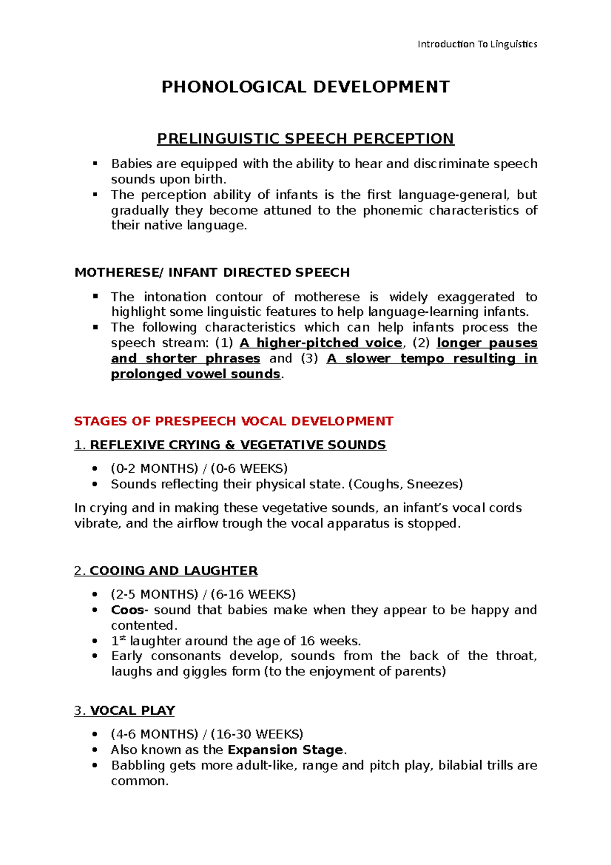Introduction to Linguistic_Phonological Development Prelinguistic Speech Perception ...
