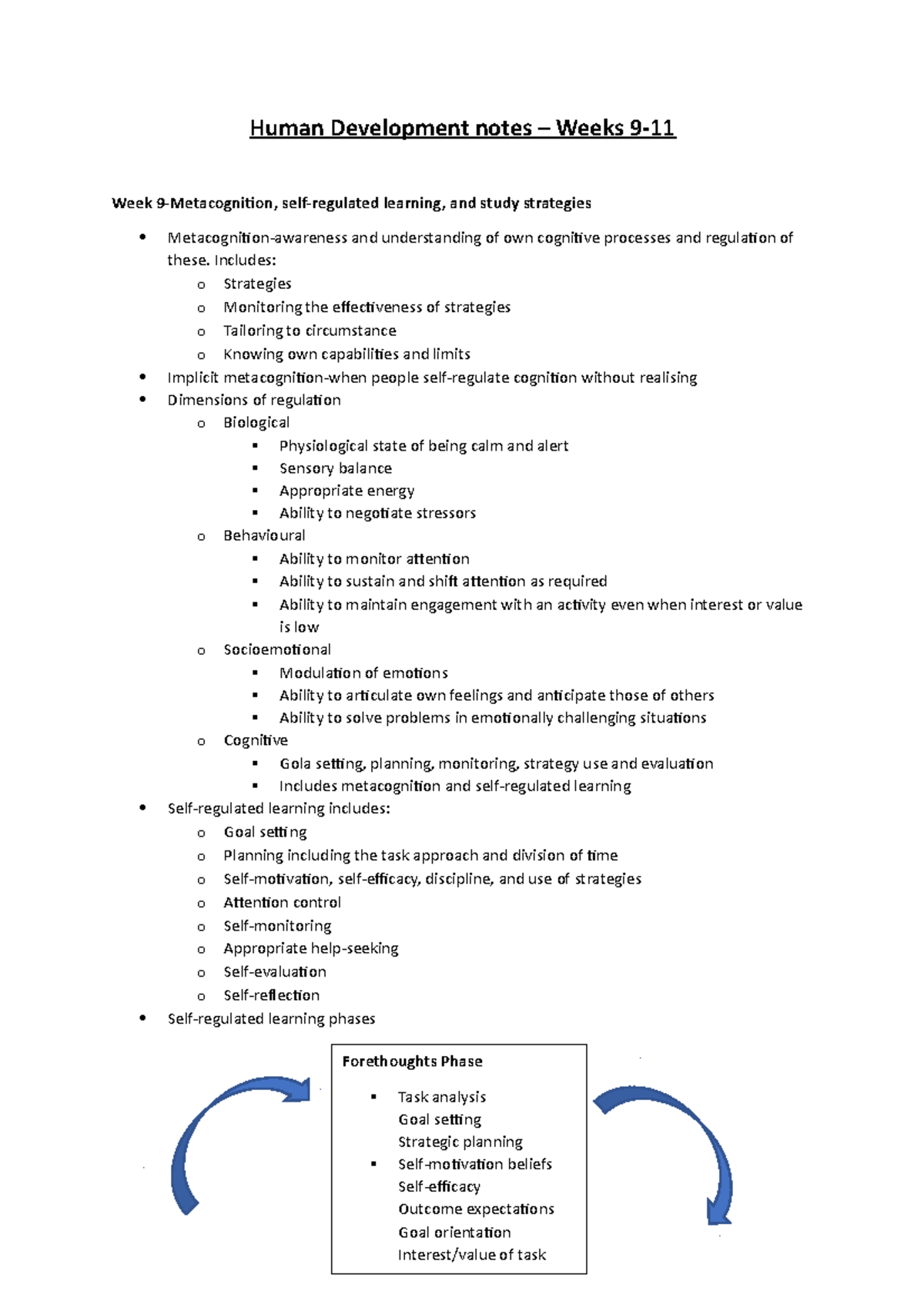 Human Development notes - Wk 9-11 - Human Development notes – Weeks 9 ...