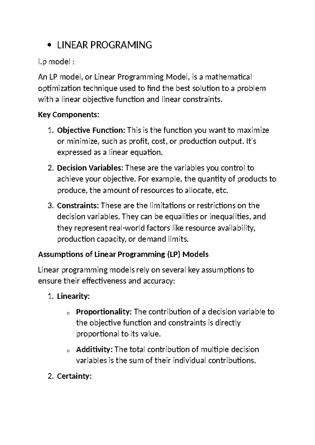 Linear Programing - COMPUTER ARCHITECTURE - LINEAR PROGRAMING l model : An LP model, or Linear ...